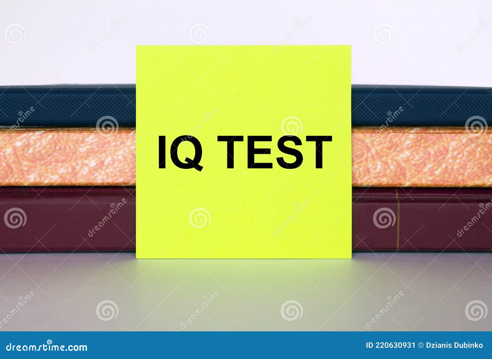 Yellow Sticker with Text Iq Test on a Stack of Notebooks Stock Image ...