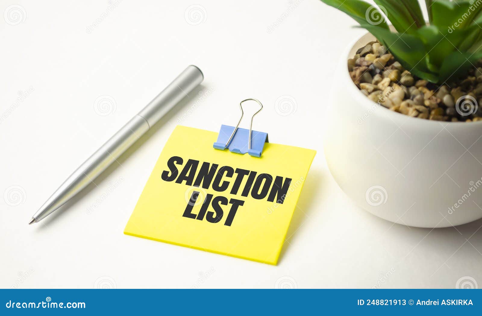 Yellow Sticker with the Text SANCTION LIST and Charts Stock Image ...