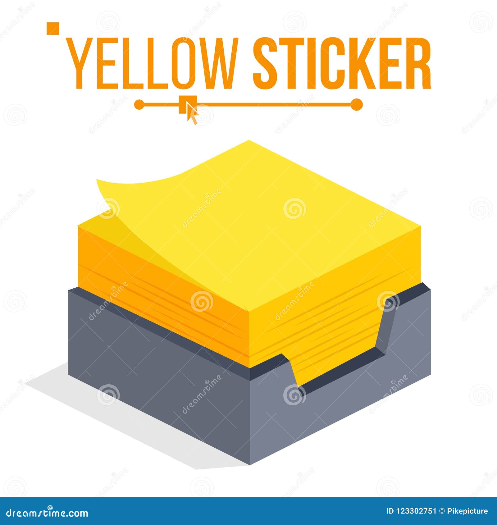 Yellow Sticker Vector. Office Stickers for Notes. Isometric Paper Note ...