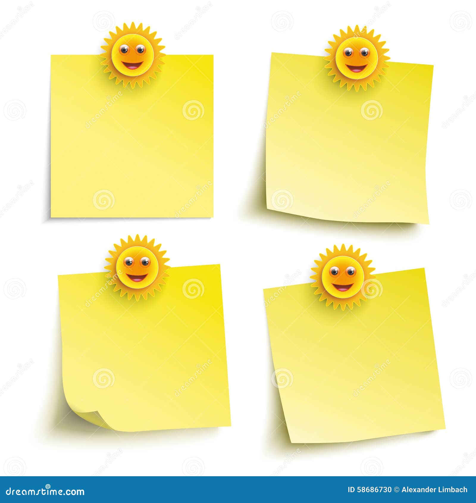 Yellow Sticks 4 Smiling Suns Stock Vector - Illustration of notepad ...