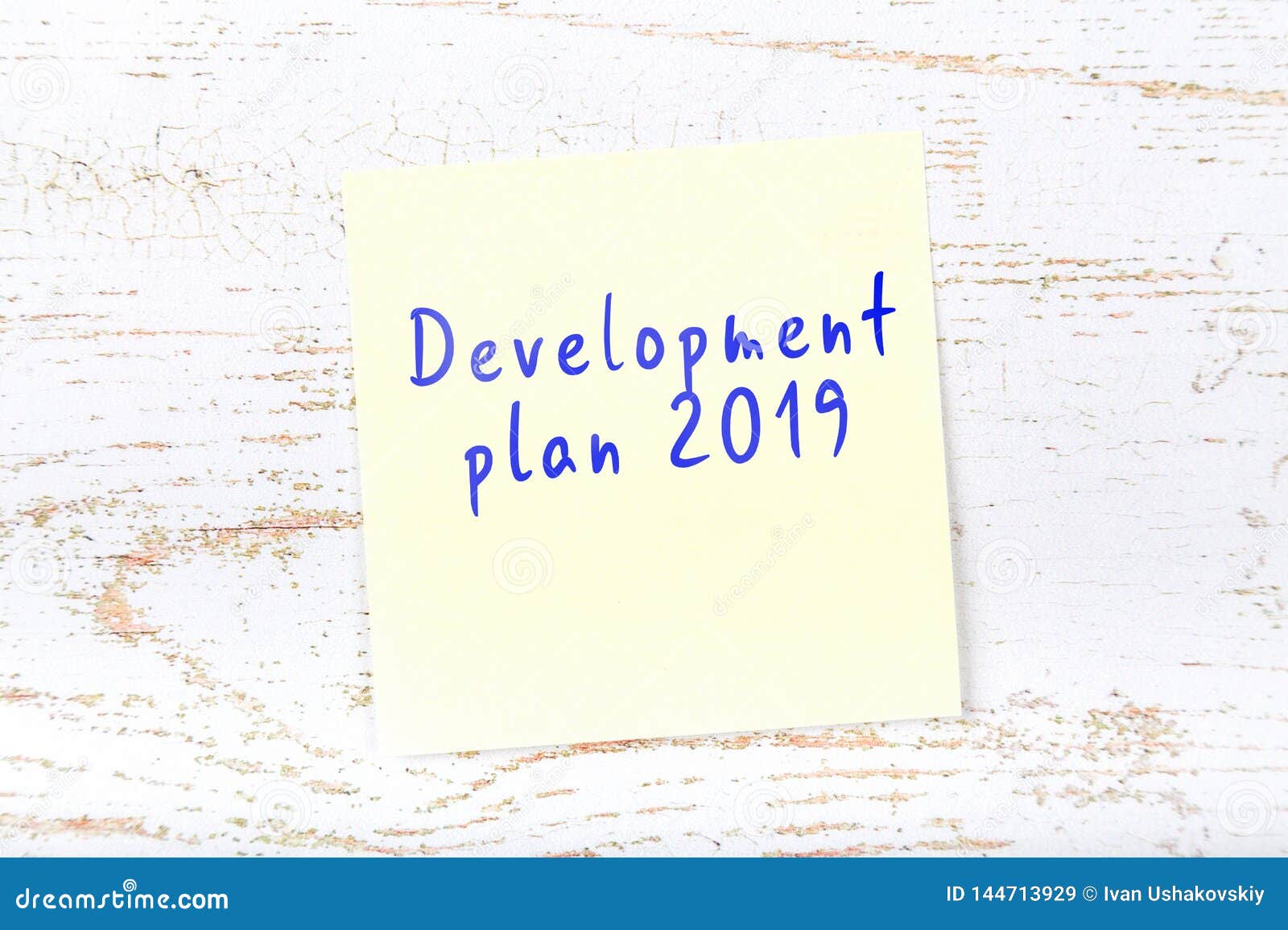 Yellow Sticky Note with Handwritten Text Development Plan 2019 Stock ...
