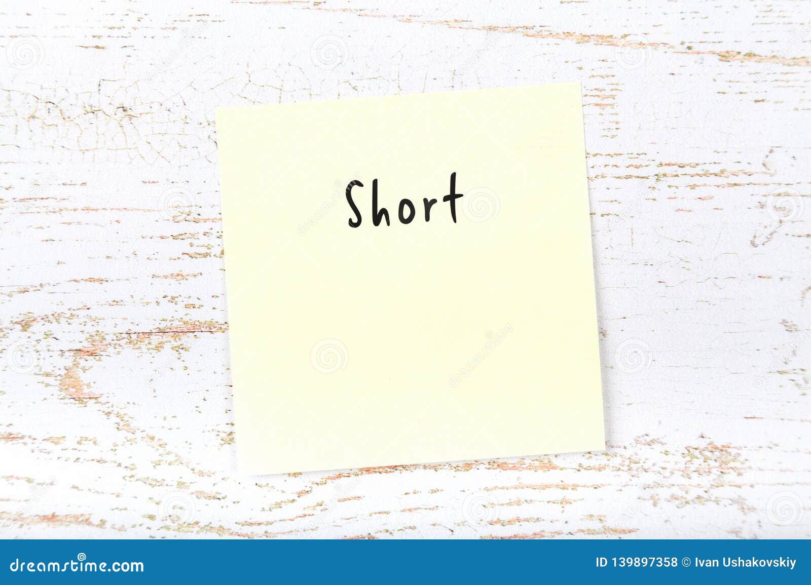 Yellow Sticky Note with Handwritten Word Short Stock Photo - Image of ...