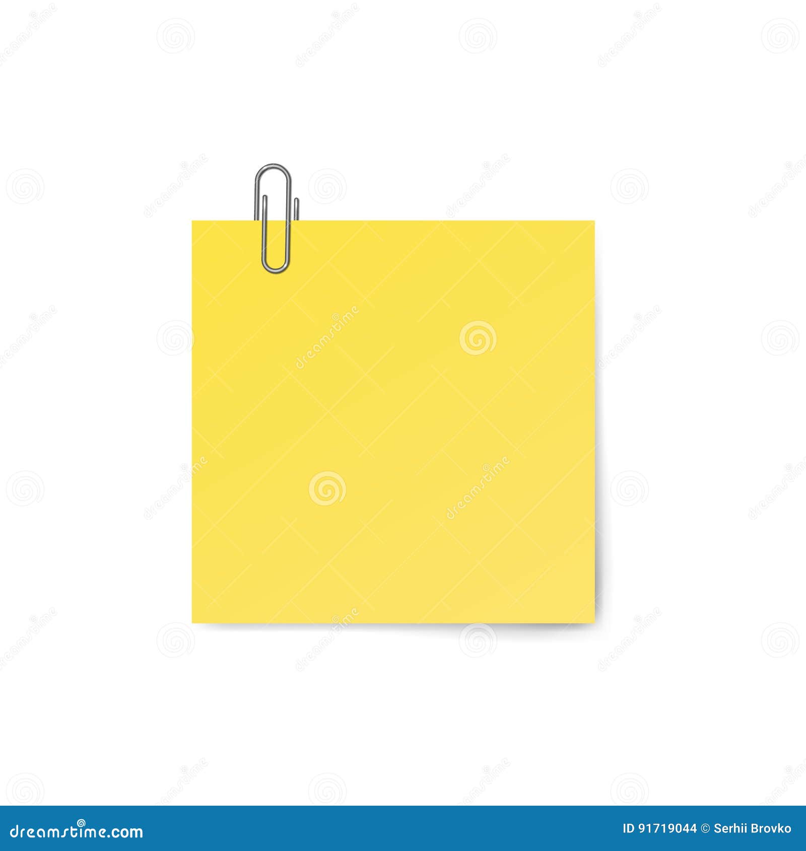 Yellow Sticky Note with Paper Clip Isolated on White Background. Stock ...