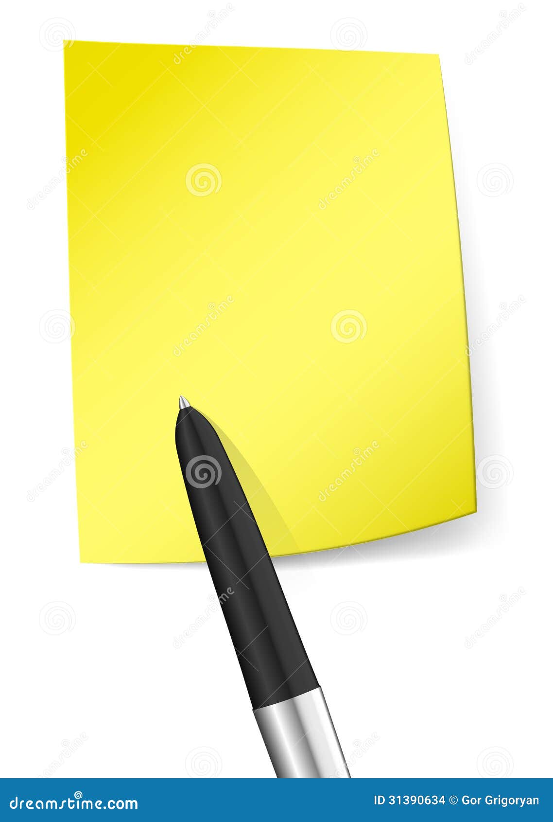 Yellow Sticky Note with Pen Stock Vector - Illustration of element ...