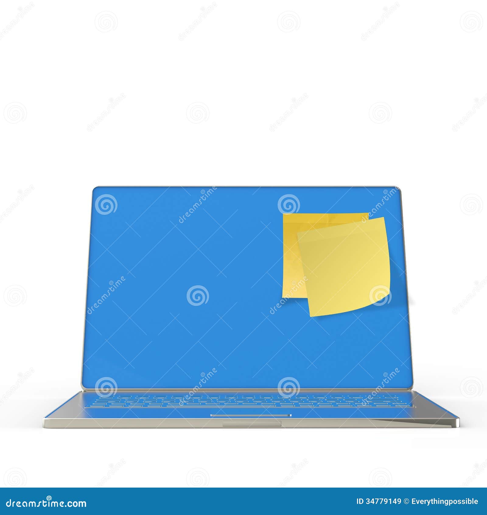 Yellow Sticky Note Post on 3d Laptop Computer Stock Illustration ...