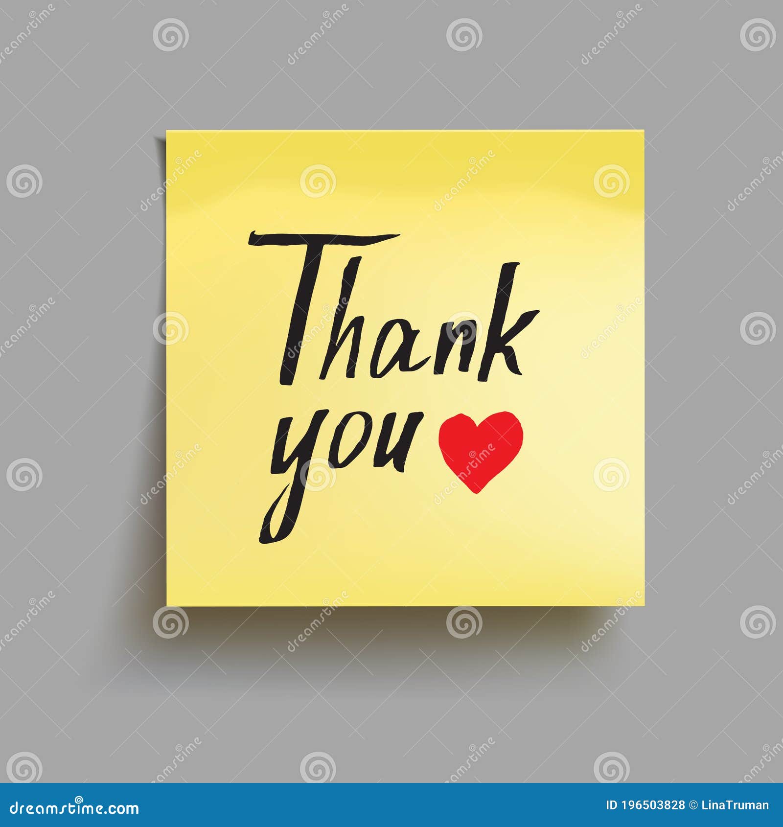 Yellow Sticky Note with Text `Thank You!`. Vector Illustration Stock ...