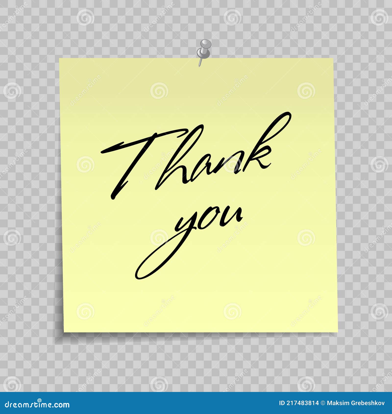 Yellow Sticky Note with Thank You Message for Your Design Stock Vector ...