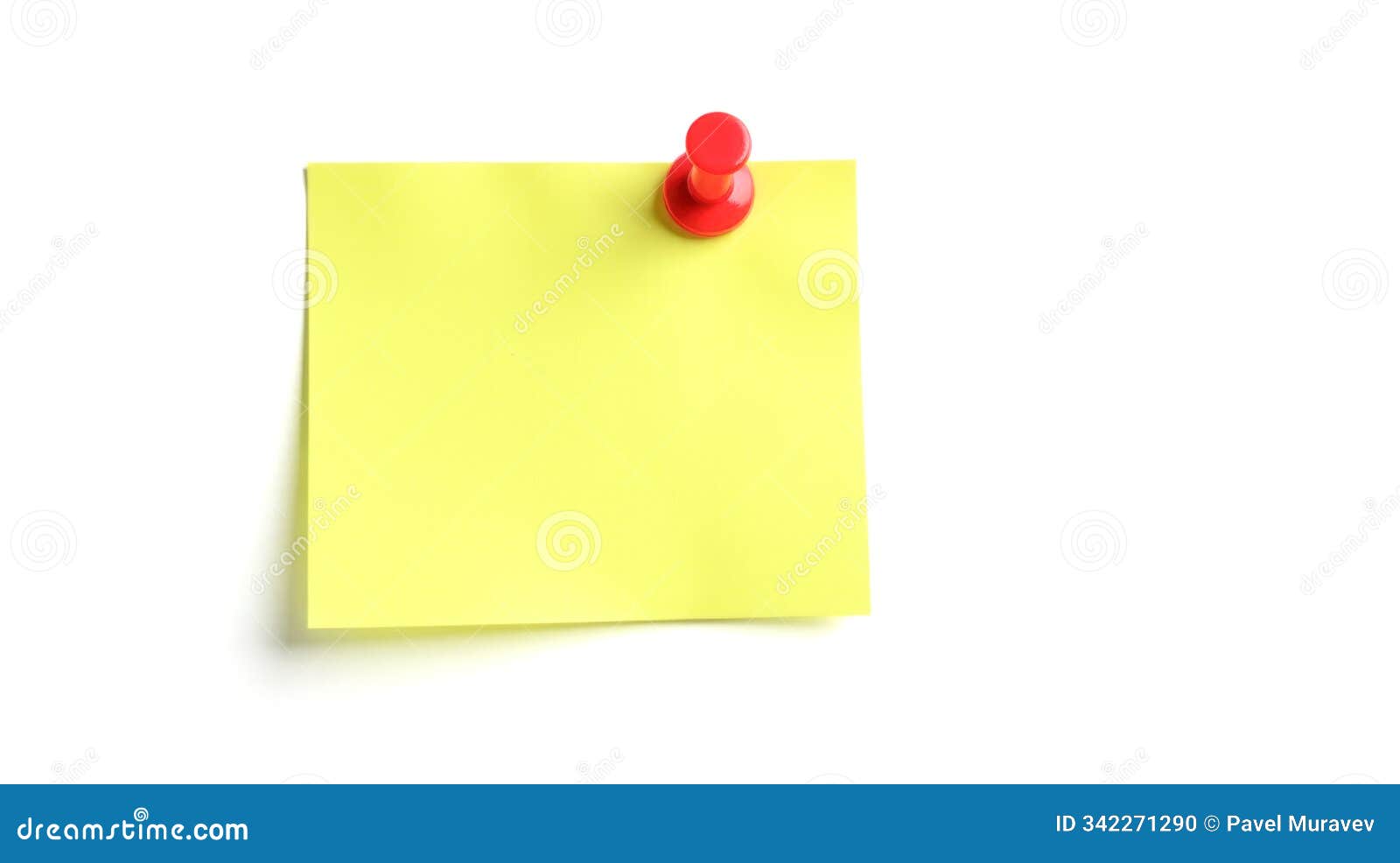 Yellow Sticky Note on White Background Pinned with Red Pushpin for ...
