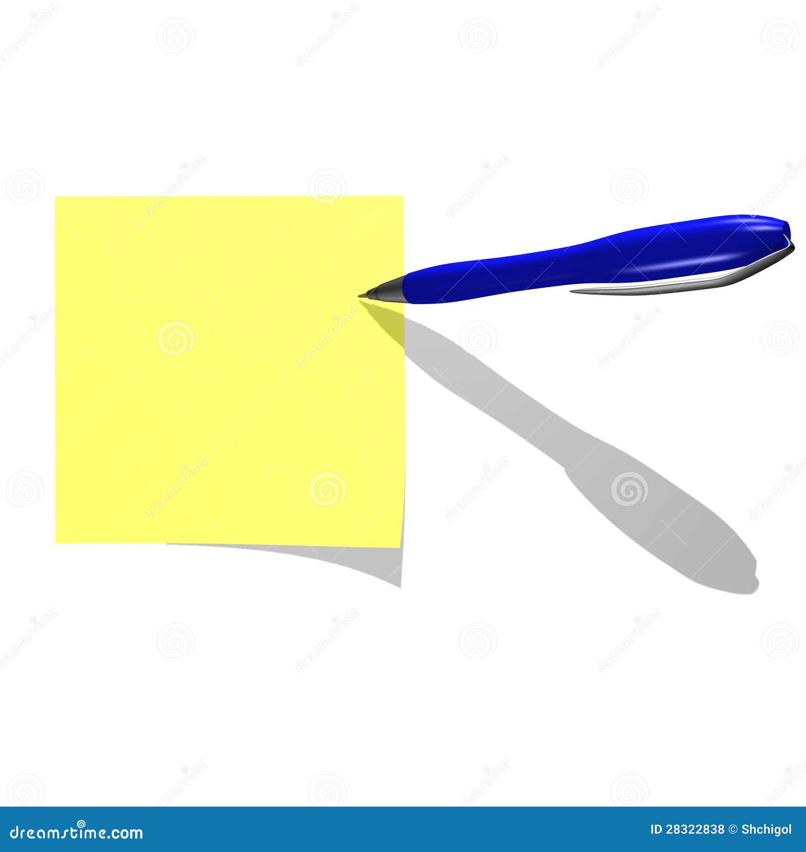 Yellow Sticky Note Write Pen Stock Illustration - Illustration of mail ...