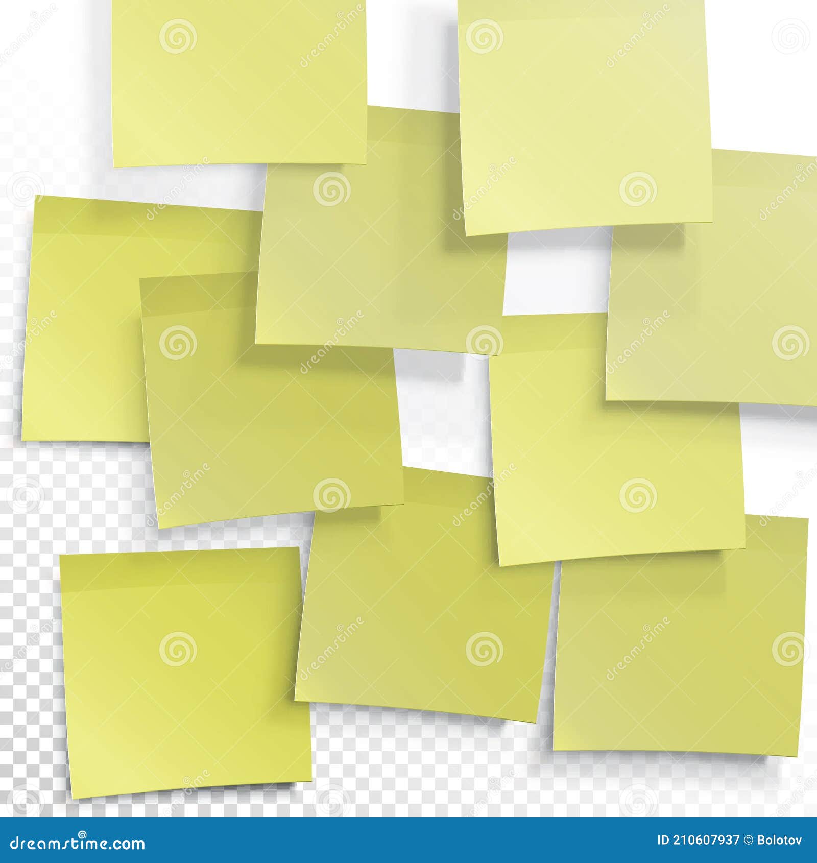 Yellow Sticky Notes. Vector Editable Template on Transparent Background ...
