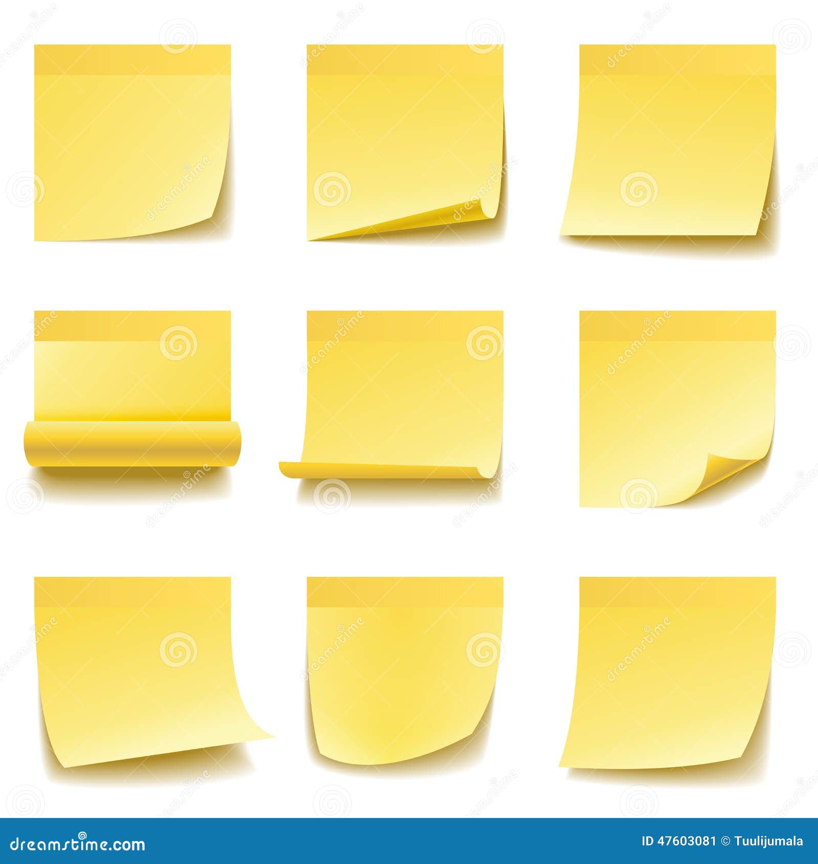 Sticky Notes. Paper Colored Square Reminders Isolated On Transparent ...