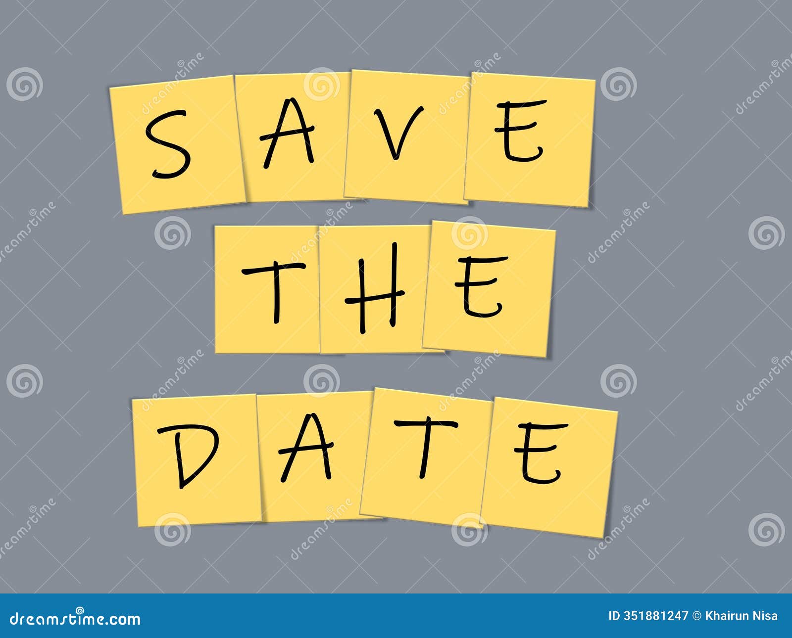 Yellow Sticky Notes with Word Save the Date. Stock Illustration ...