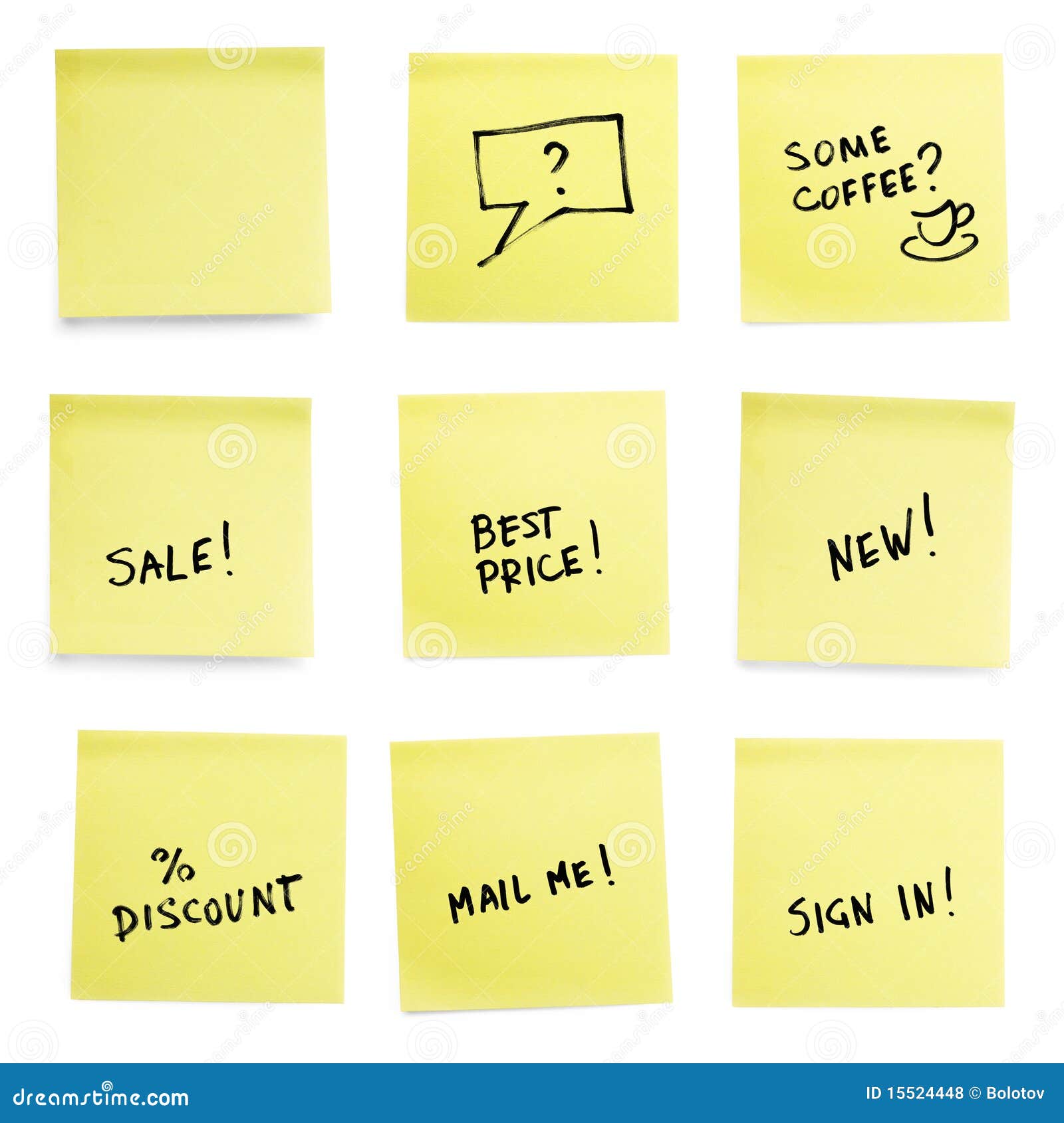 Yellow Sticky Papers with Trendy Slogans. Stock Illustration ...