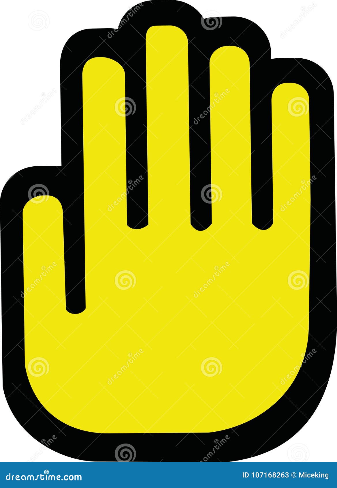 Yellow stop hand stock vector. Illustration of finger - 107168263