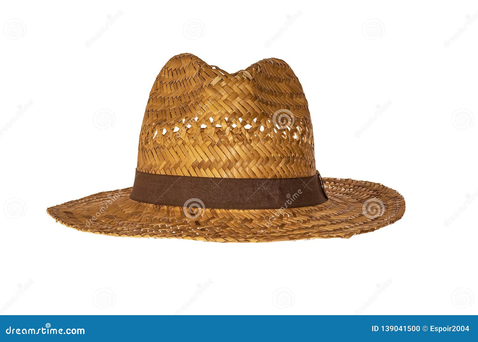 Yellow Straw Hat on White Background Front View Stock Photo - Image of ...