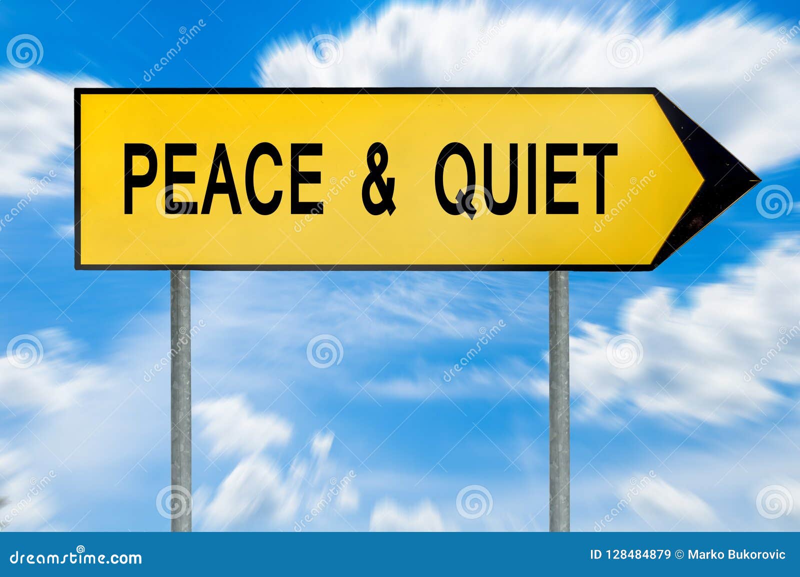 Yellow Street Concept Peace and Quiet Sign Stock Image - Image of peace ...