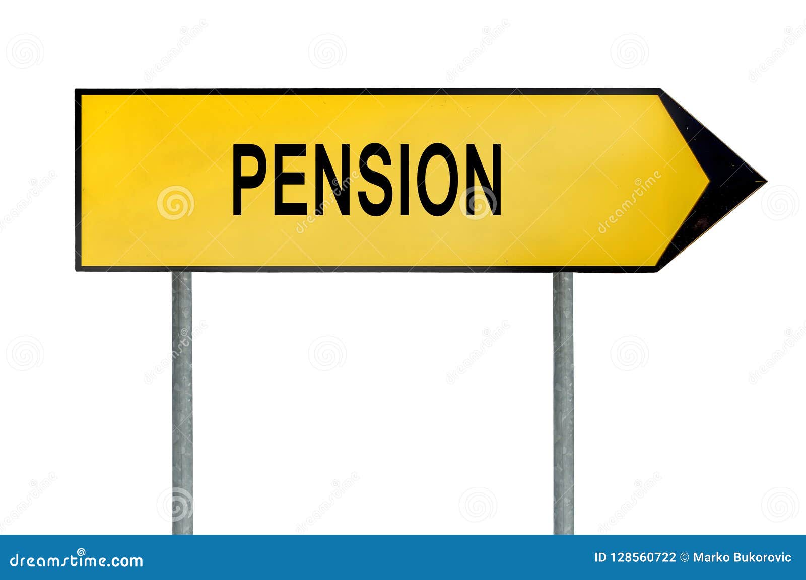 Yellow Street Concept Pension Sign Stock Photo - Image of blank ...