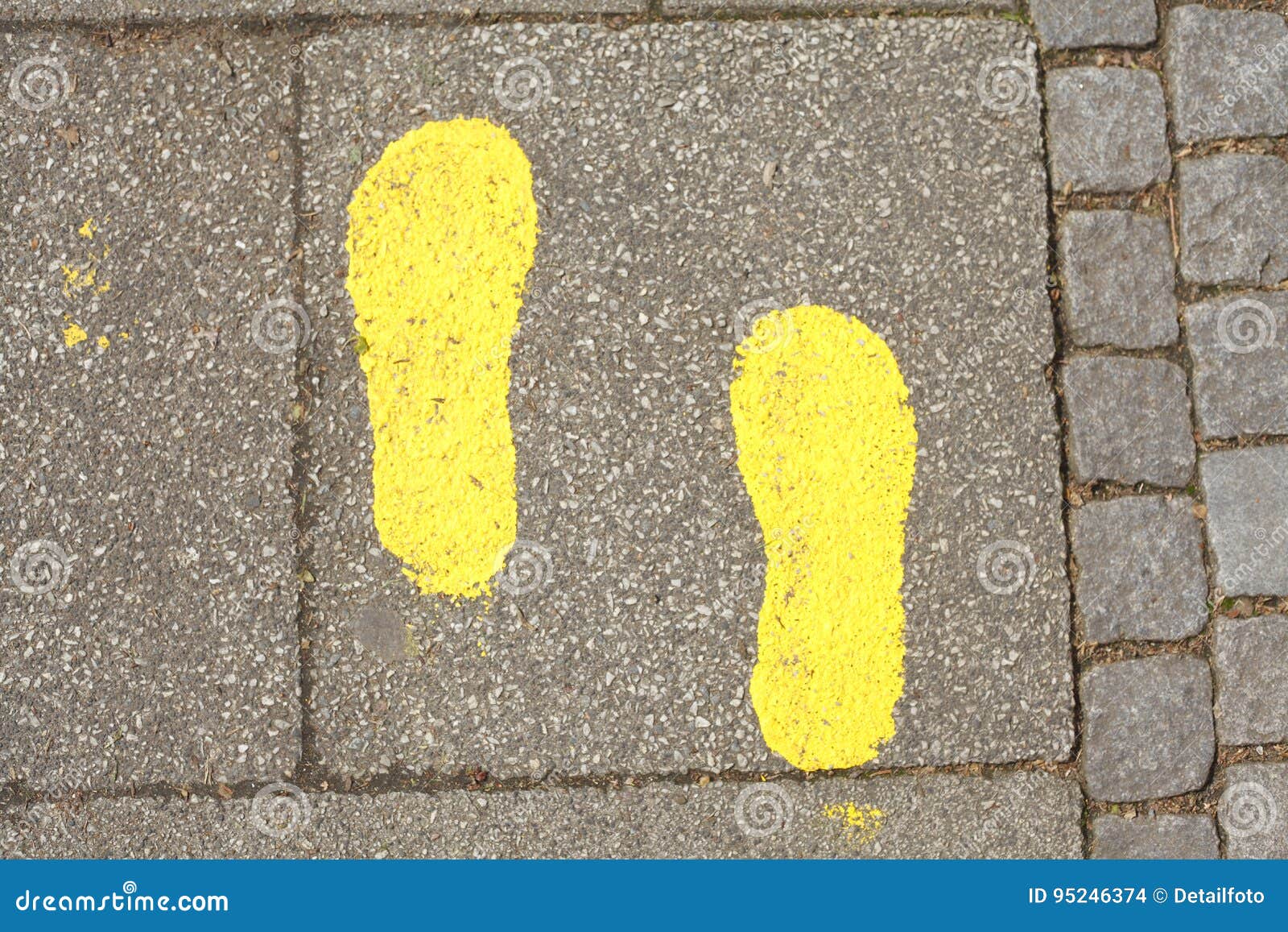 Yellow Street Mark Footprints Stock Photo - Image of sign, germany ...