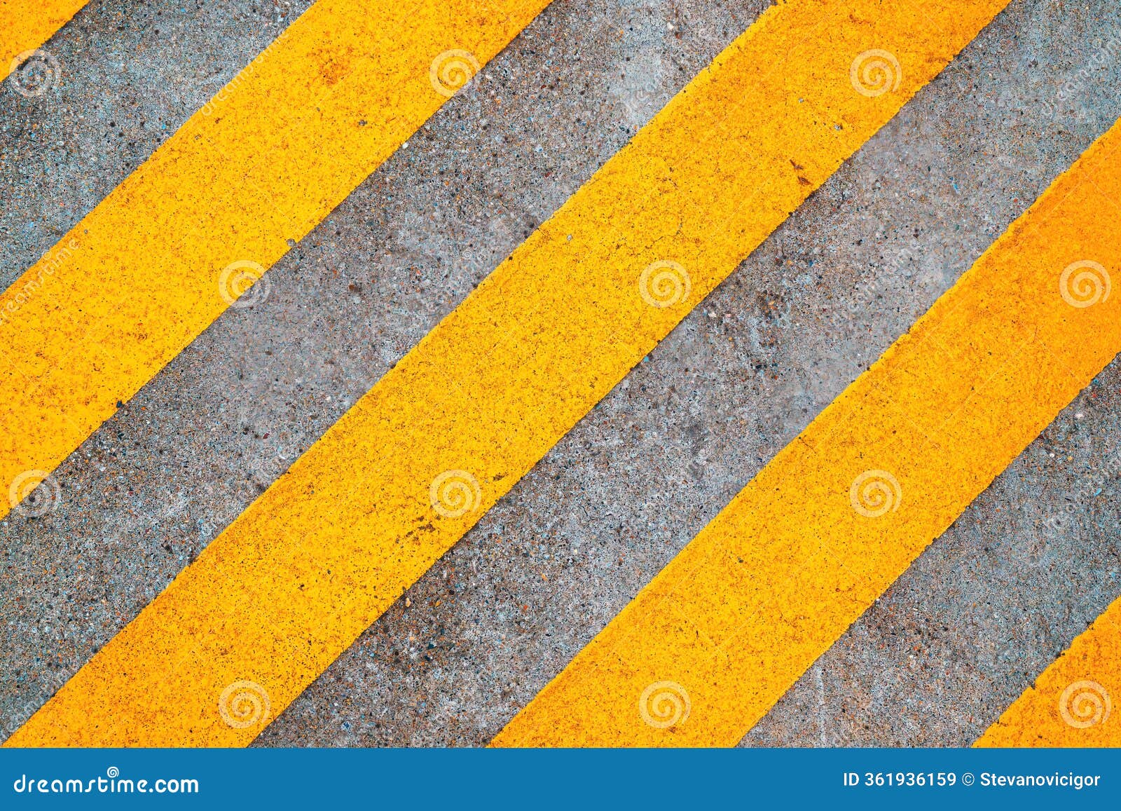 Yellow Stripe Pattern As Reserved Space on Concrete Road Surface Stock ...