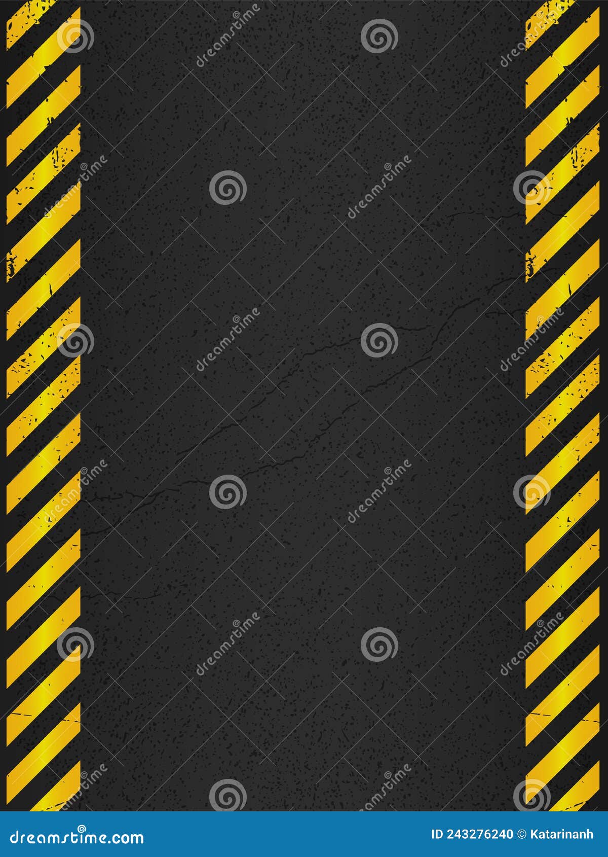 Yellow Stripped Rectangle on Black Background. Blank Warning Sign ...