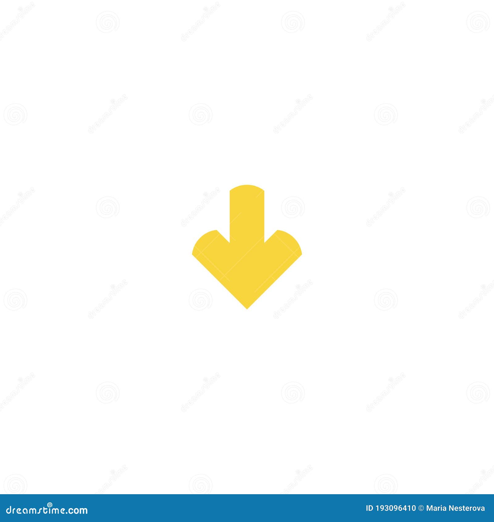 Yellow Stylish Arrow Down Icon. Download Sign Stock Illustration ...