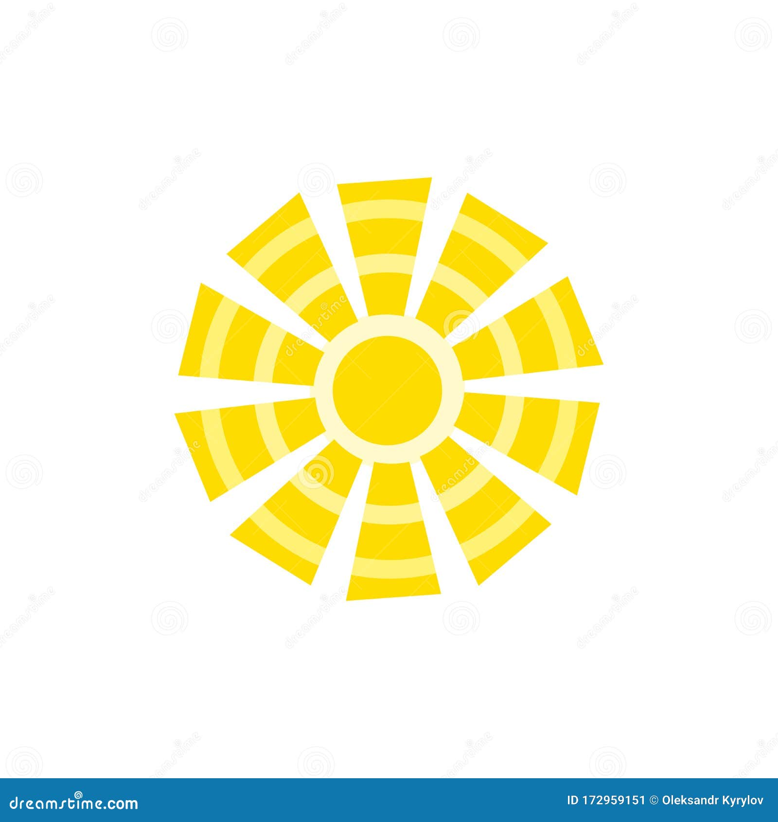 Yellow Stylized Sun with Rays. Stock Vector Illustration Isolated on ...
