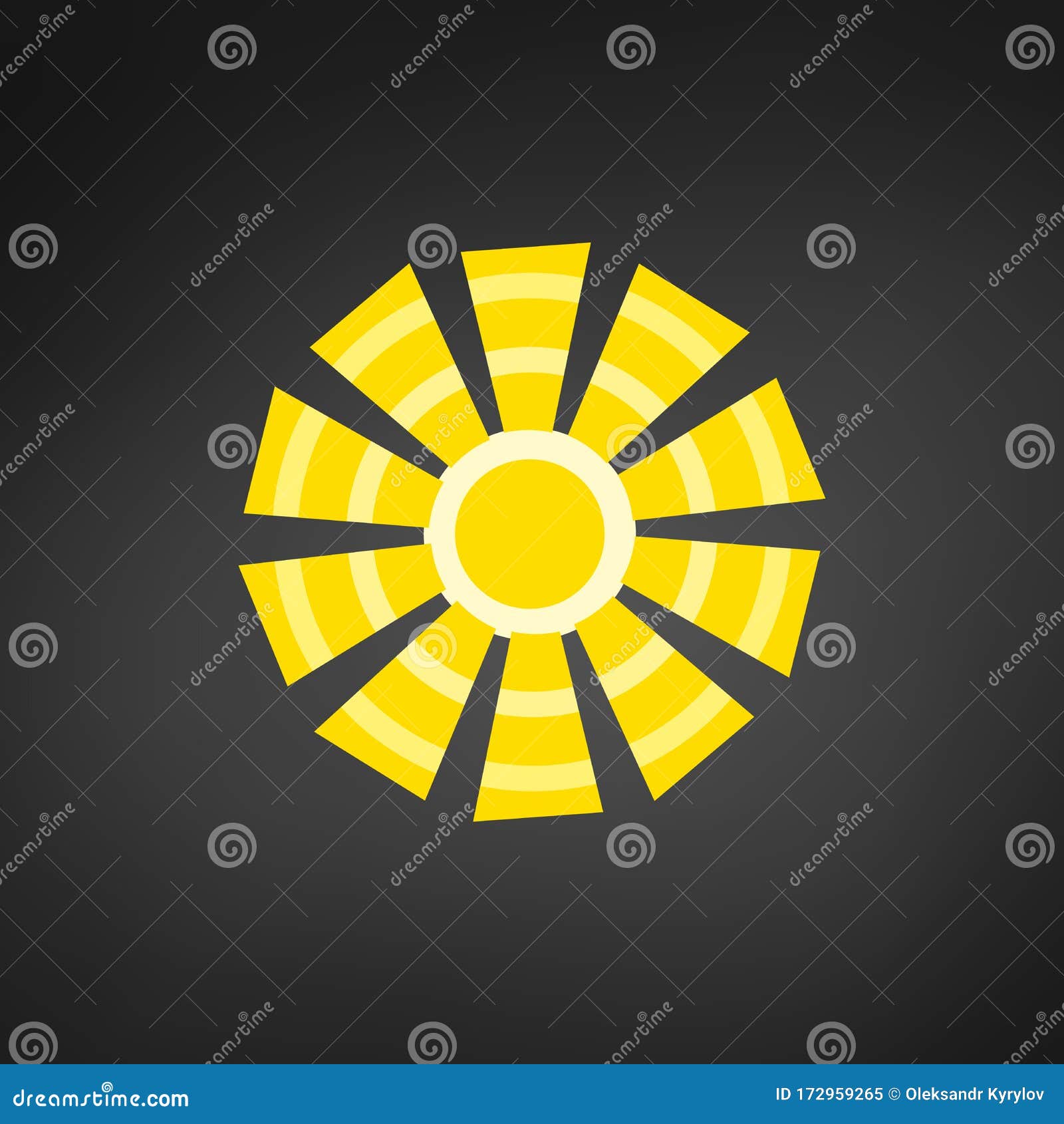 Yellow Stylized Sun with Rays. Stock Vector Illustration Isolated on ...
