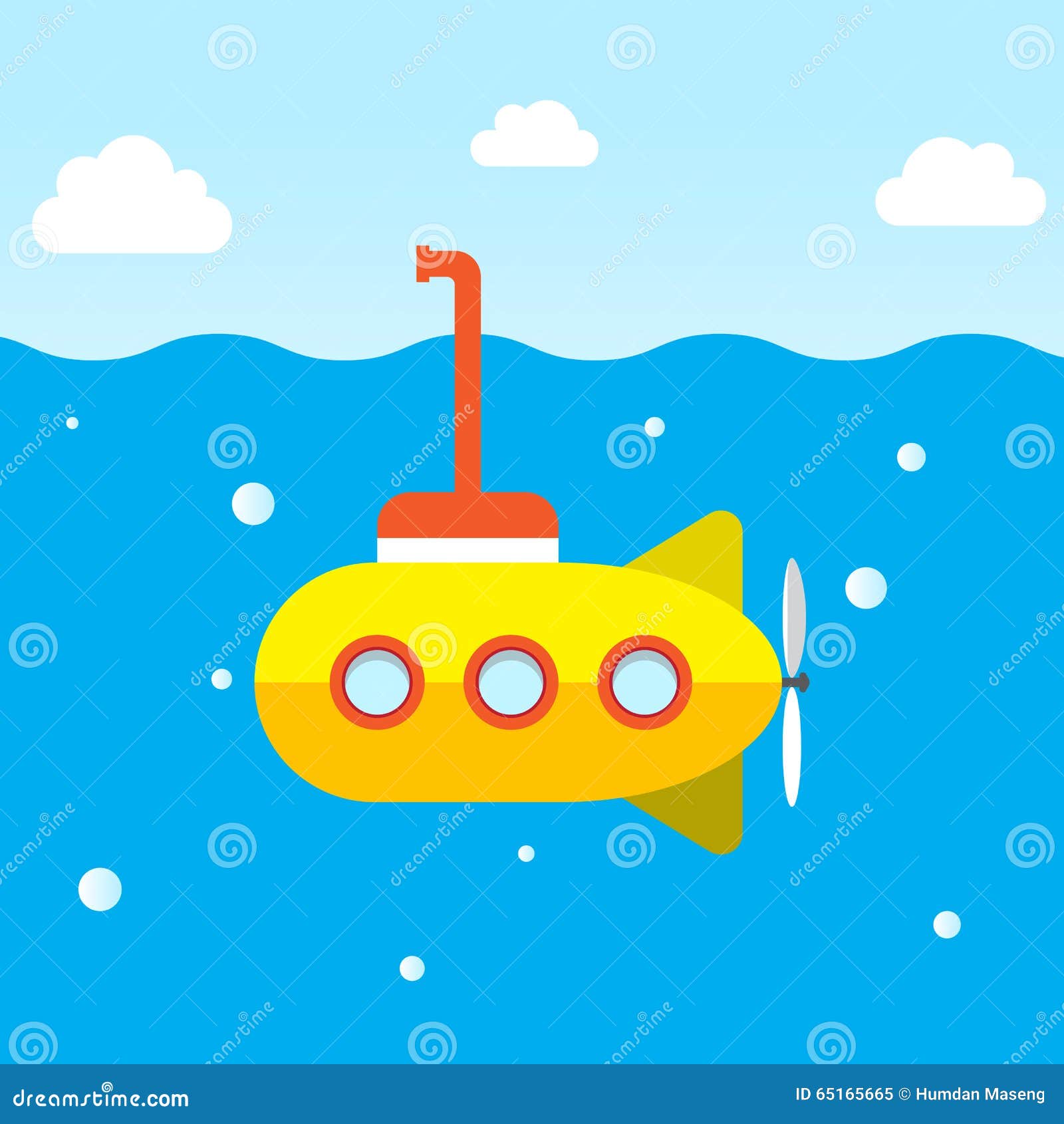 Yellow Submarine Explore Under the Ocean Stock Vector - Illustration of ...