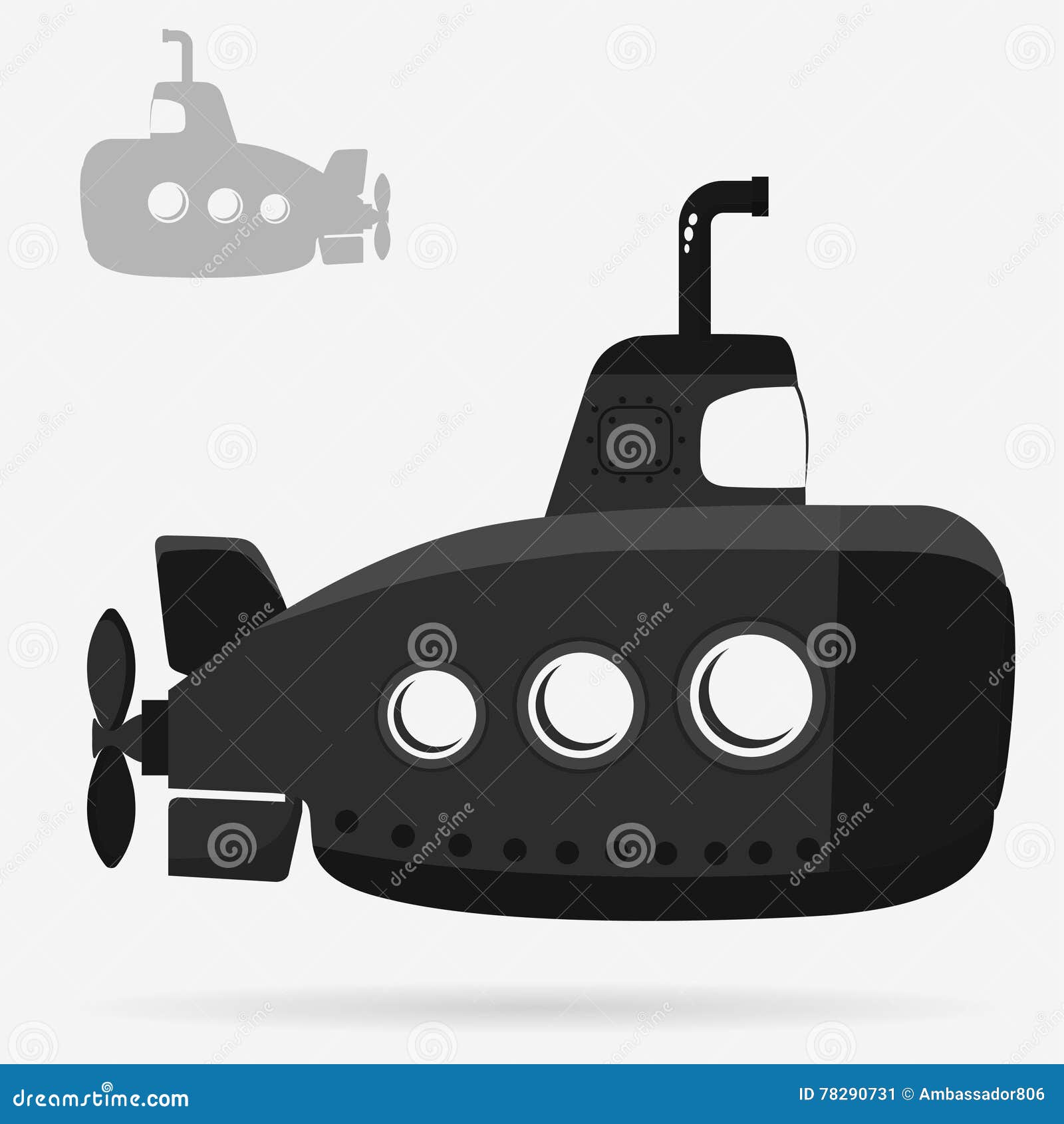 Yellow Submarine with Periscope Stock Vector - Illustration of sonar ...