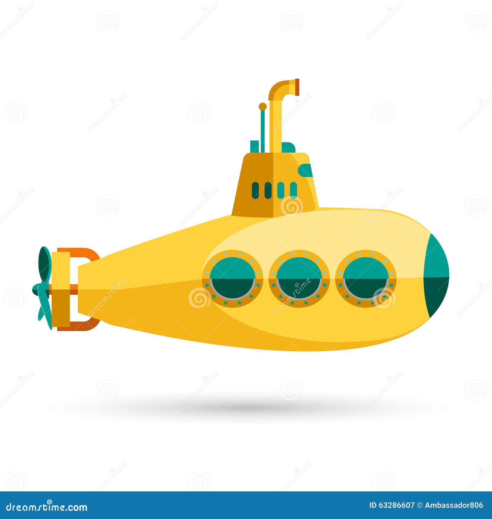 Yellow Submarine with Periscope Stock Vector - Illustration of funny ...