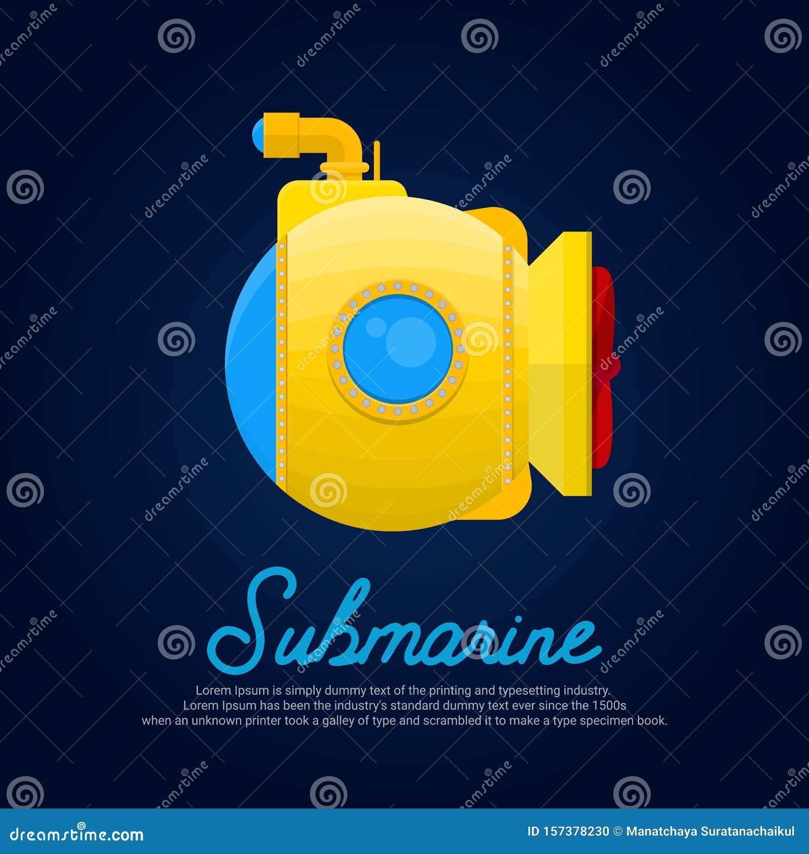Yellow Submarine. stock vector. Illustration of submarine - 157378230