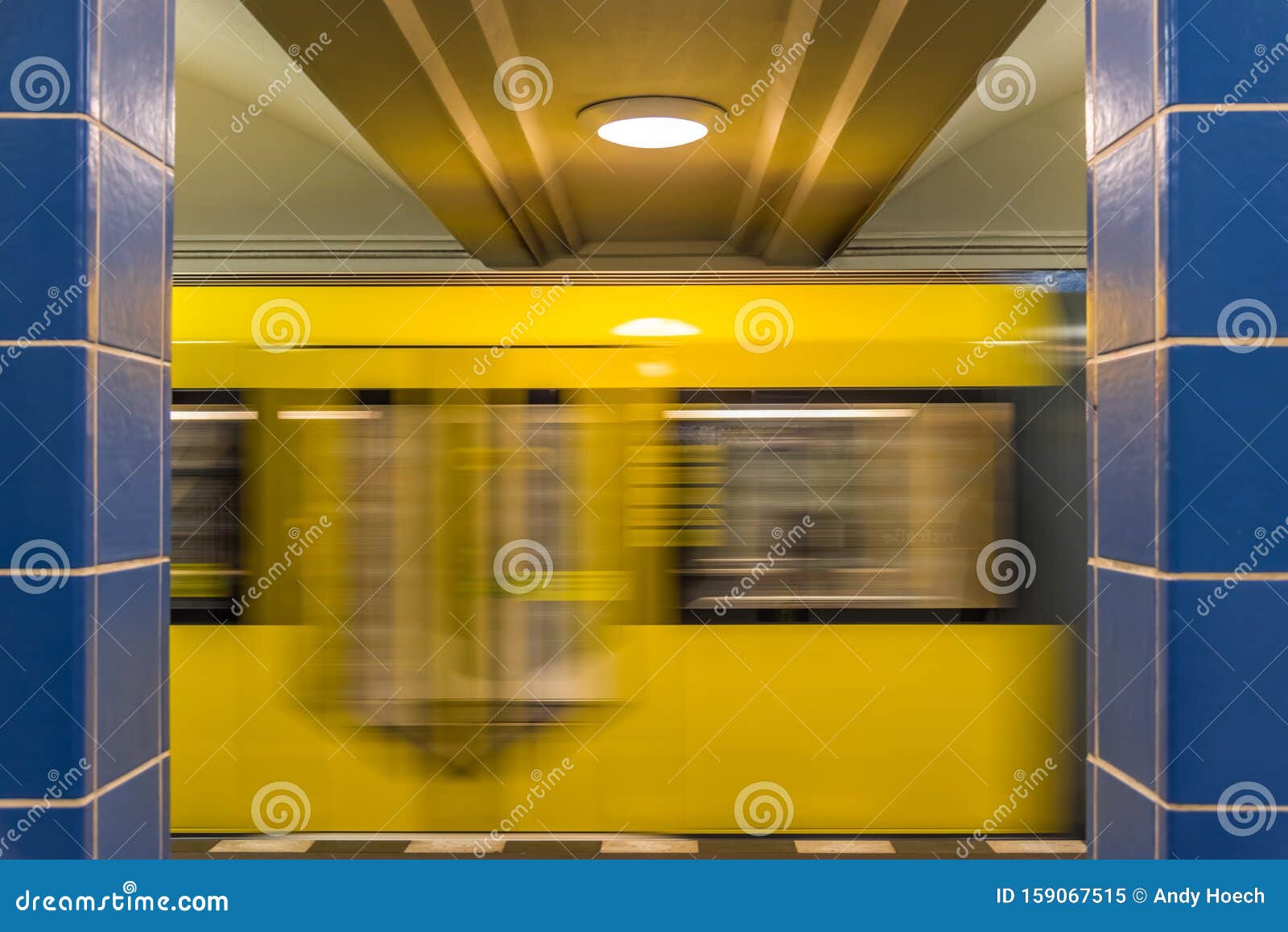 The Yellow Subway in the Blue Subway Station Stock Image - Image of ...