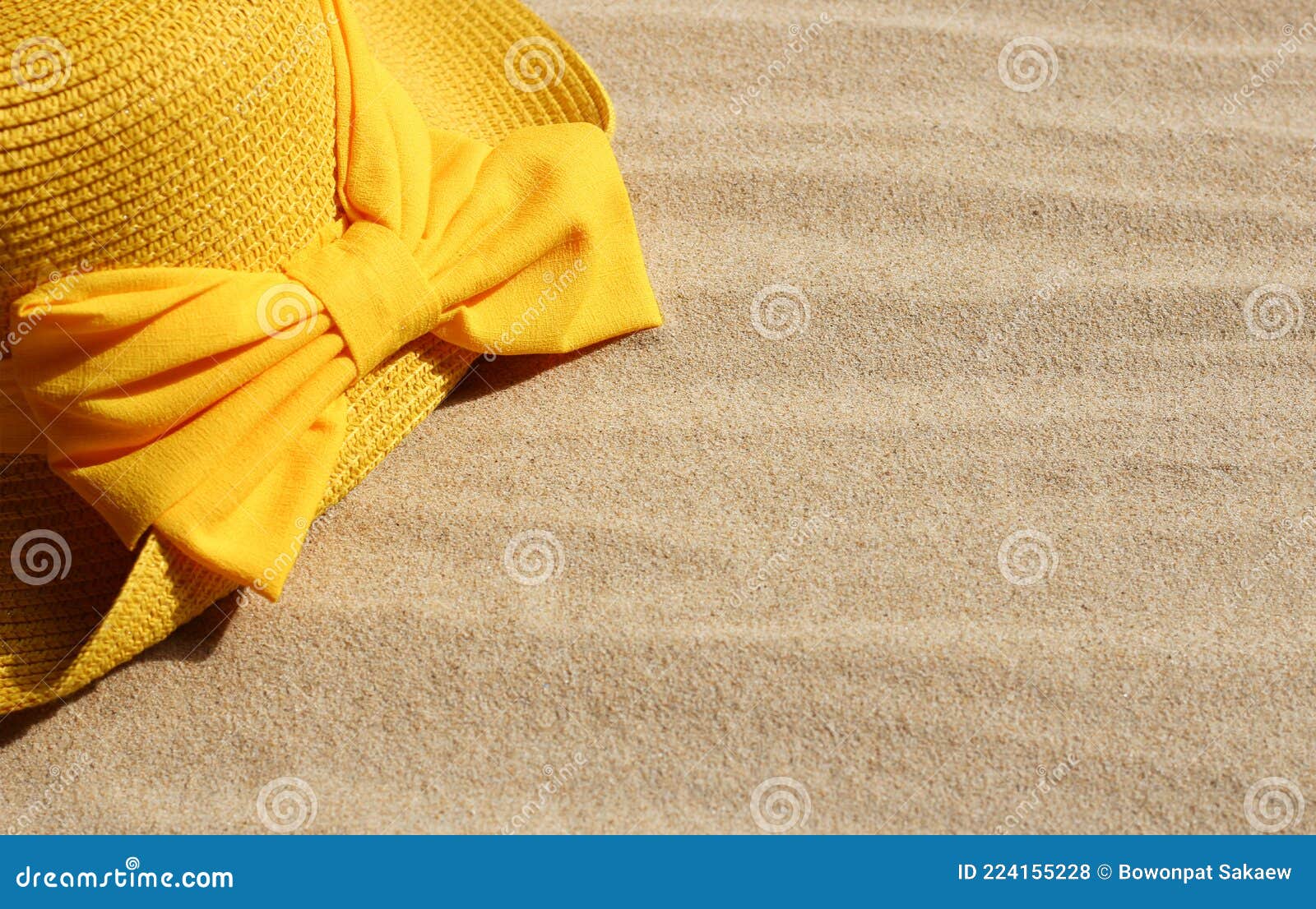 Yellow Summer Hat with on Sand Stock Photo - Image of colorful, green ...