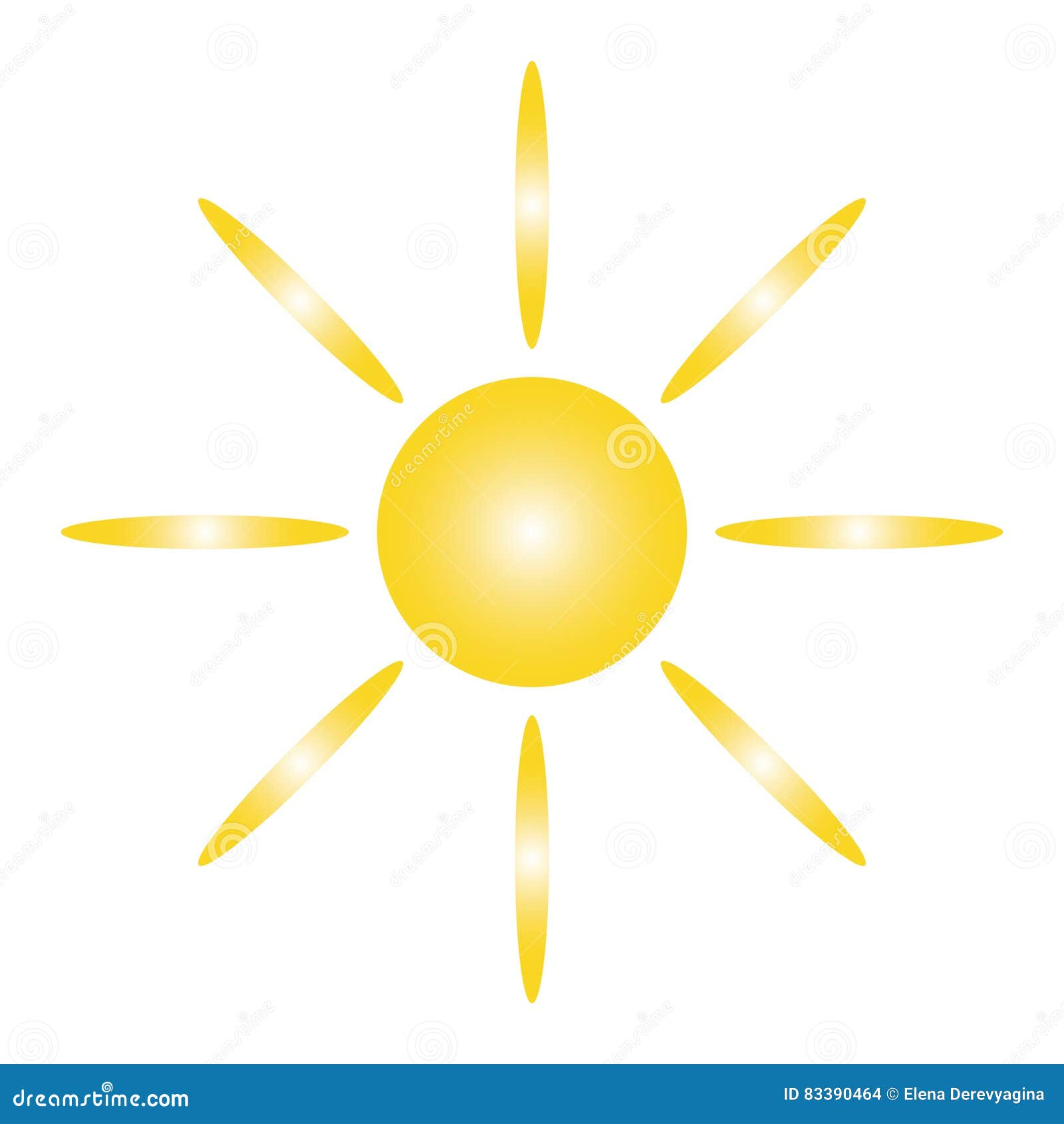 Yellow Sun and Eight Rays on White of Illustrations Stock Illustration ...