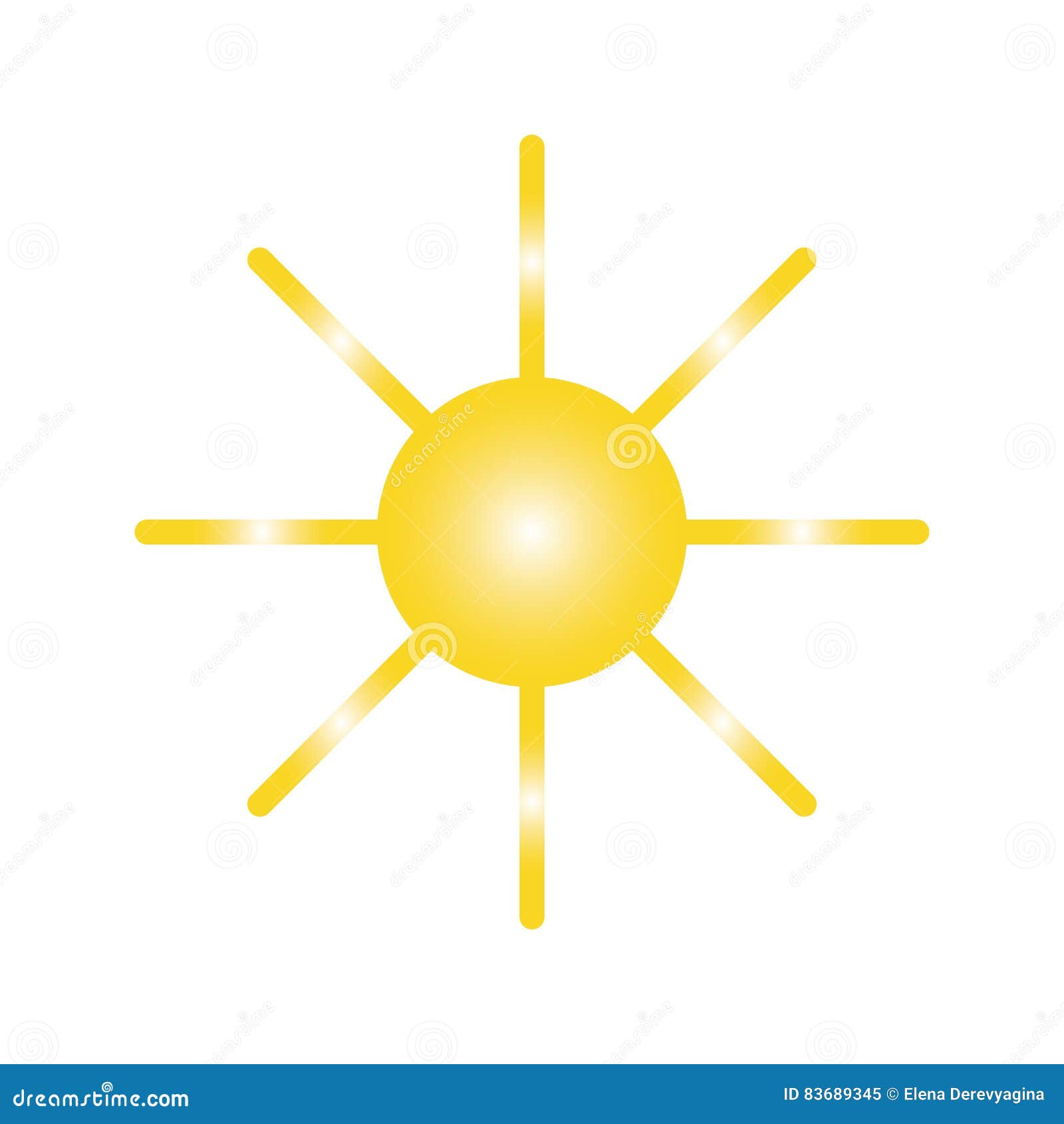 Yellow Sun and Eight Straight Rays on White of Vector Illustrations ...