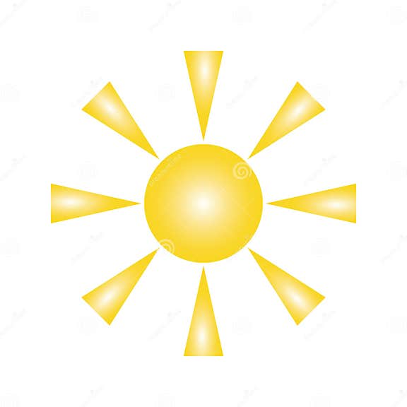 Yellow Sun and Eight Triangular Rays on White of Illustrations Stock ...