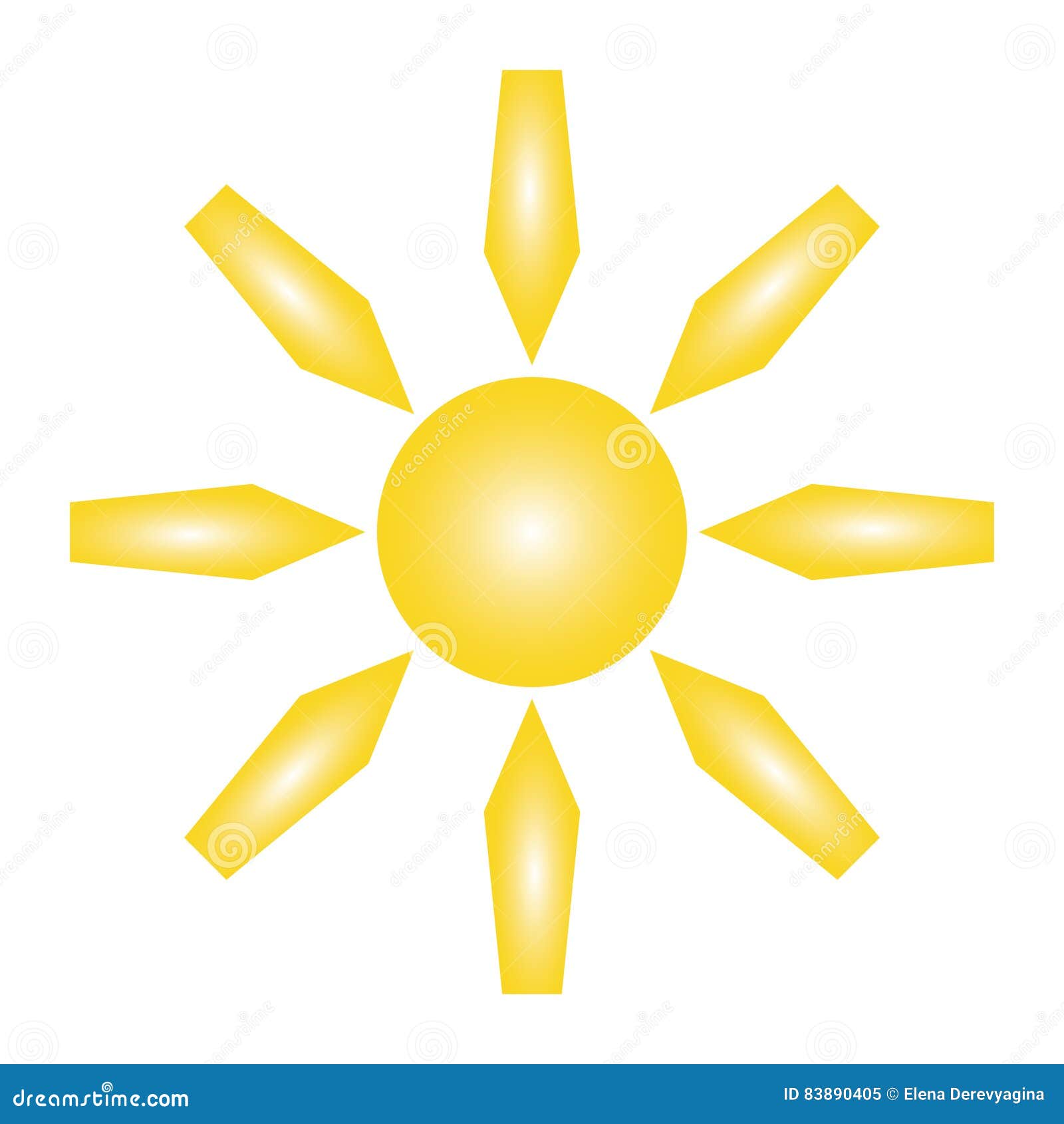 Yellow Sun and Five-pointed Rays on White of Illustrations Stock ...