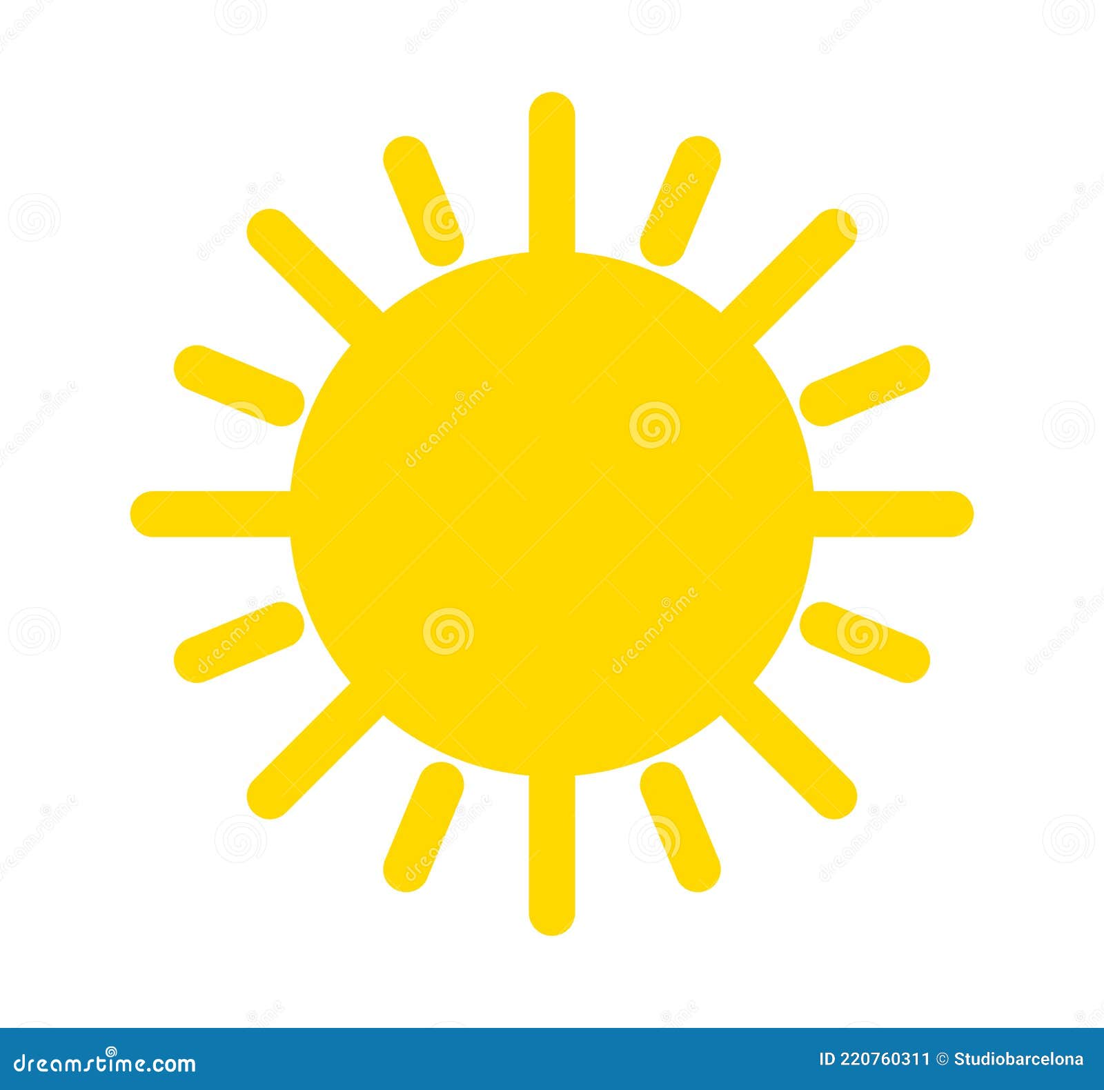 Yellow Sun Flat Design Icon Stock Vector - Illustration of shining ...