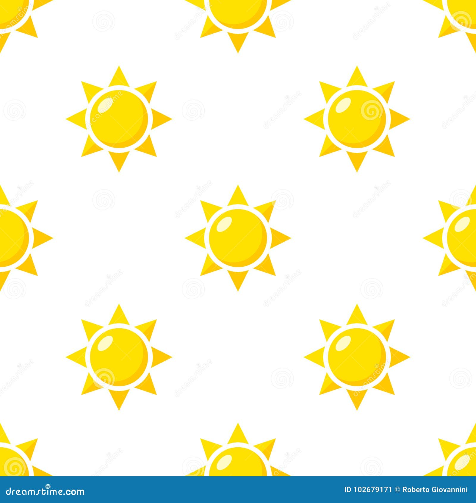 Yellow Sun Flat Icon Seamless Pattern Stock Vector - Illustration of ...