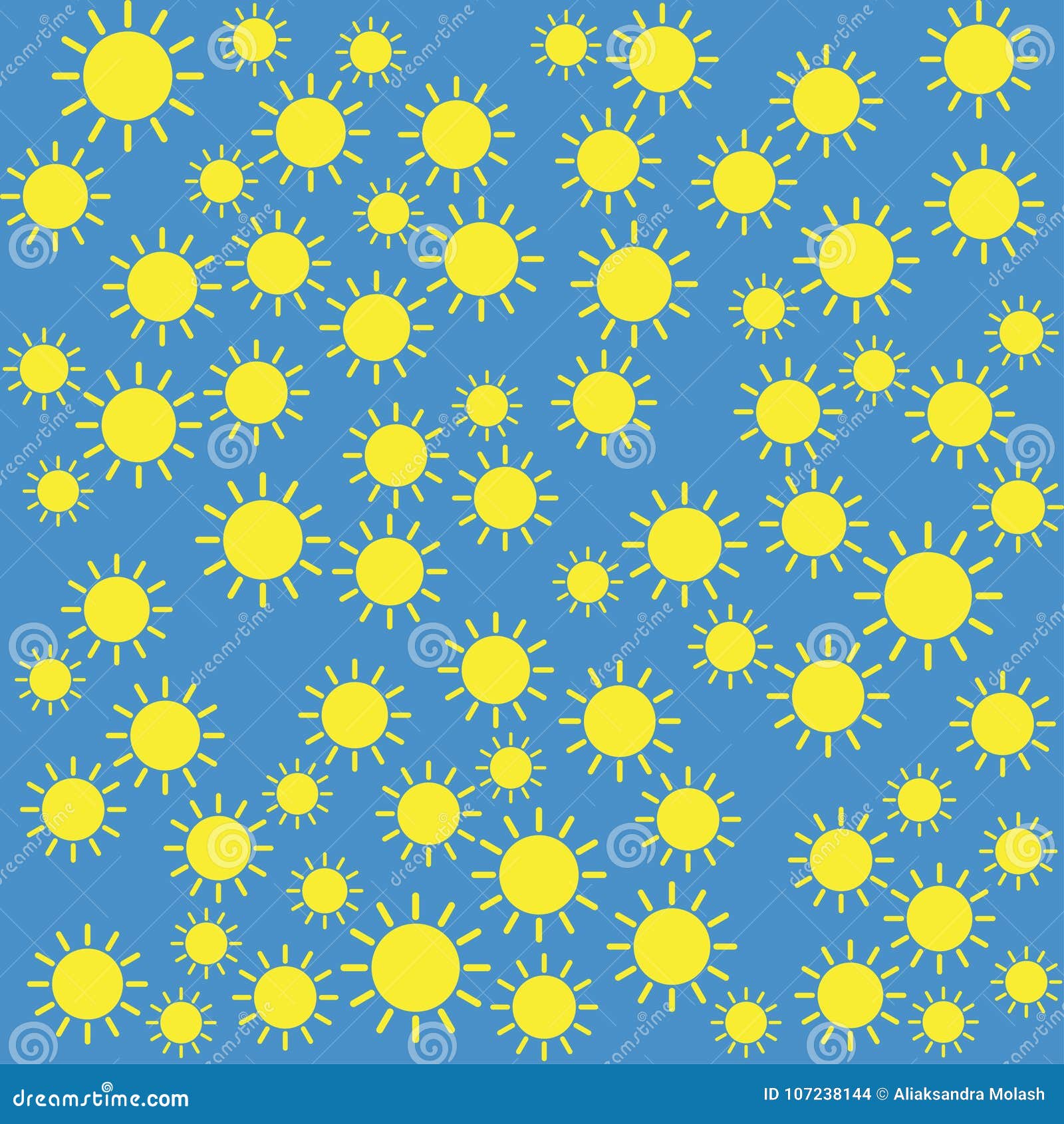 Yellow Sun Pattern on Blue Background Stock Vector - Illustration of ...