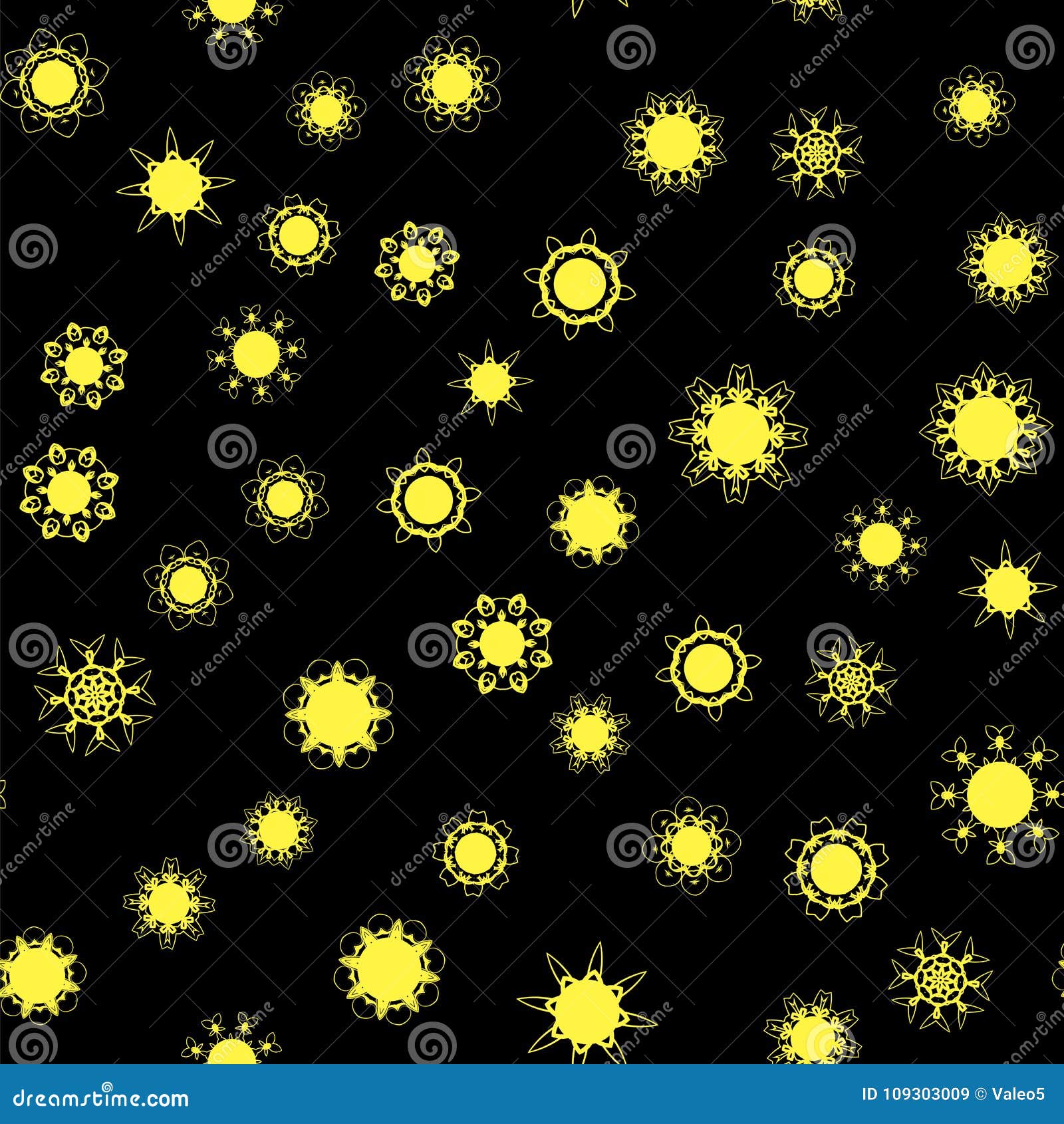 Yellow Sun Random Seamless Pattern Stock Vector - Illustration of ...