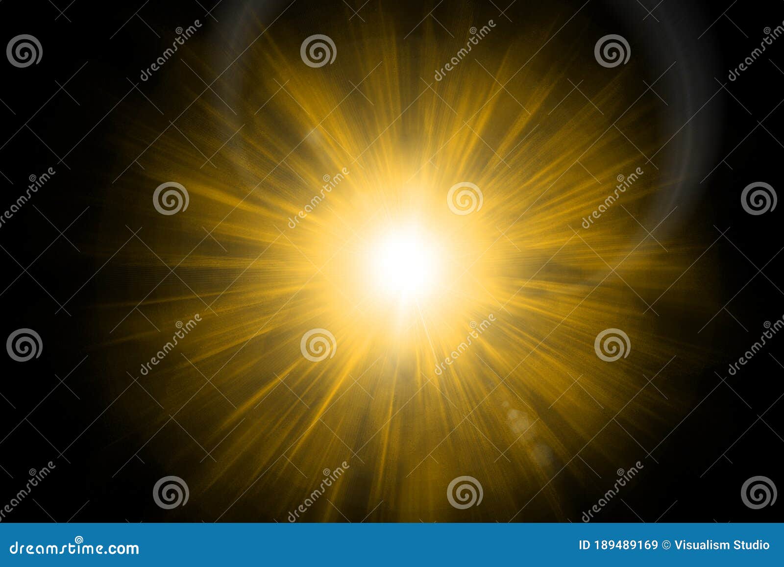 Yellow Sun Rays Warm Light Overlay Isolated and Grunge Effect on Black ...