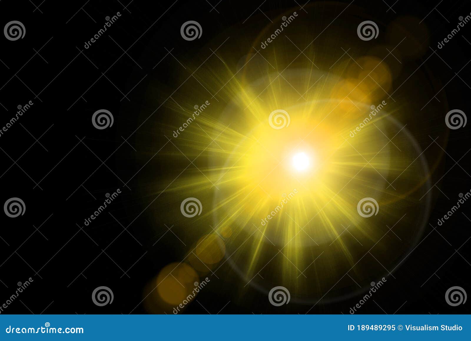 Yellow Sun Rays Warm Light Overlay Isolated and Grunge Effect on Black ...