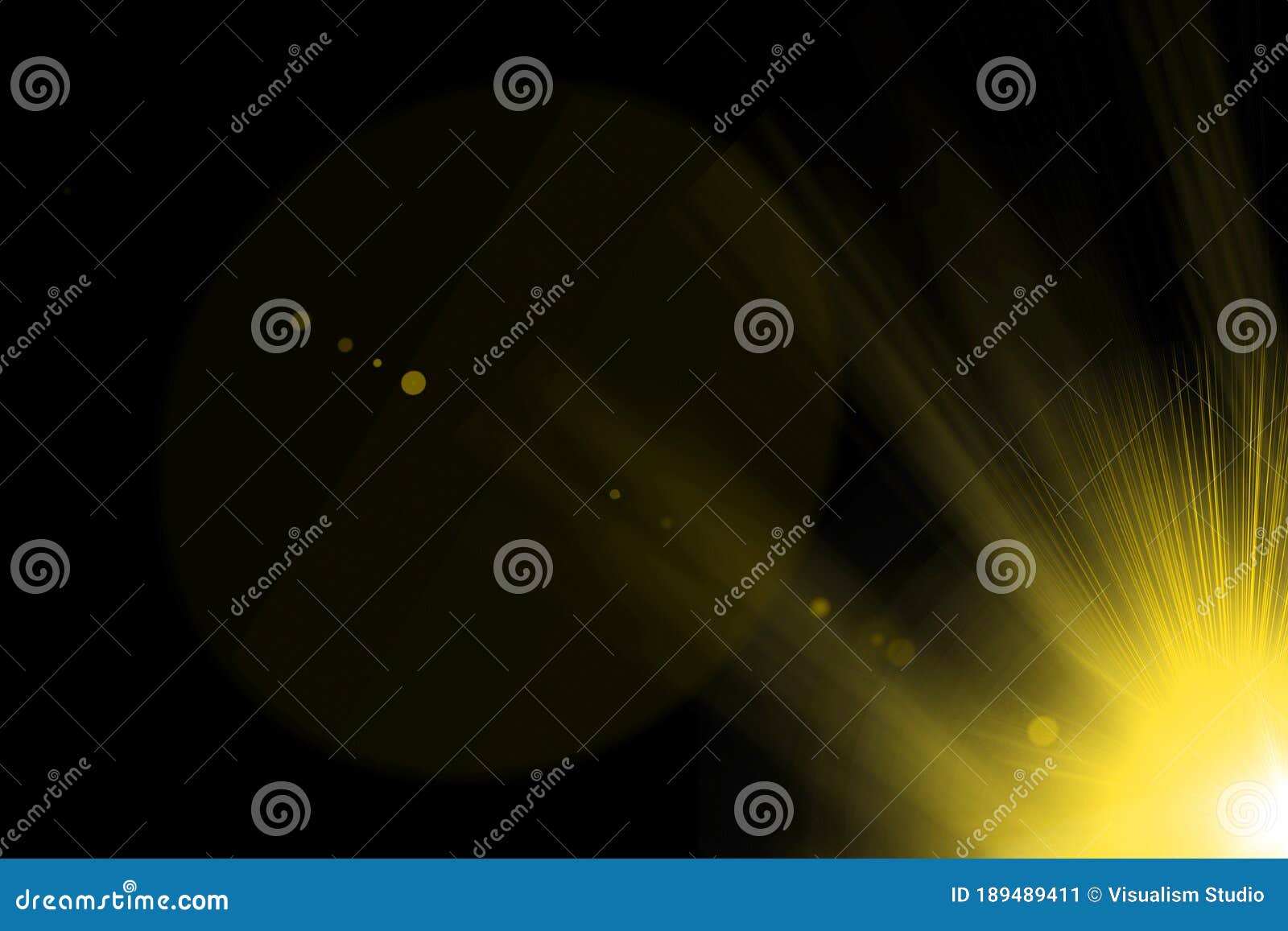 Yellow Sun Rays Warm Light Overlay Isolated and Grunge Effect on Black ...