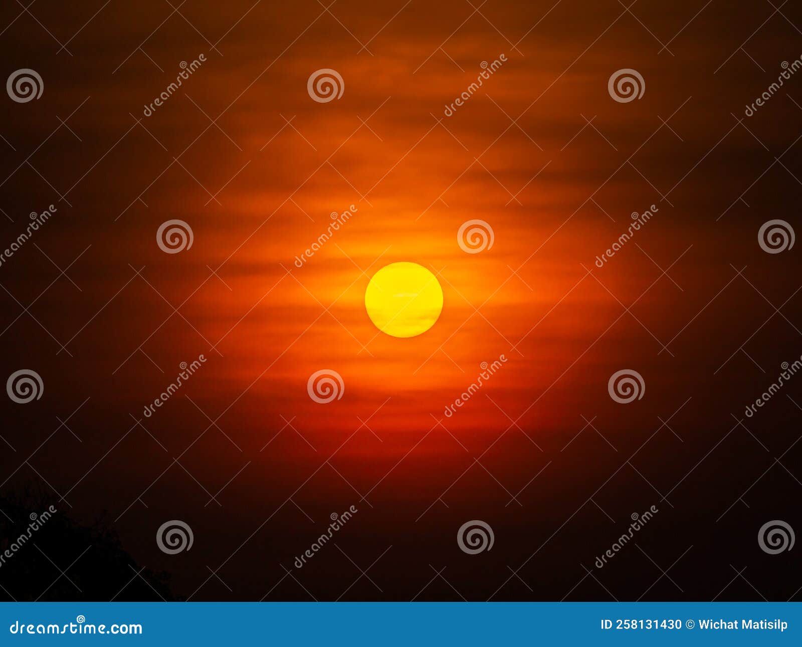 Yellow Sun is Set in the Middle of the Frame Stock Photo - Image of ...