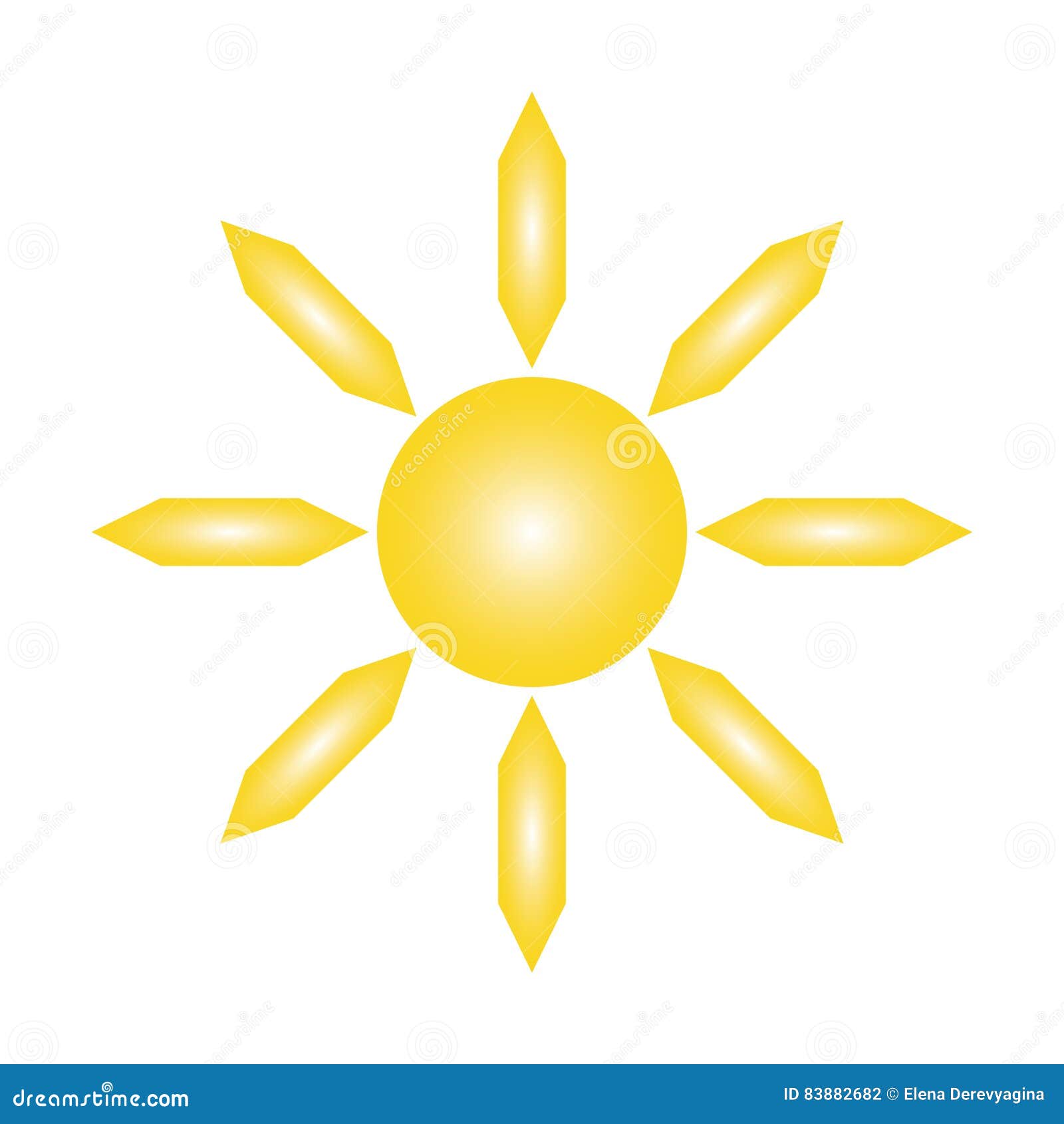 Yellow Sun and Six-pointed Rays on White of Vector Illustrations Stock ...