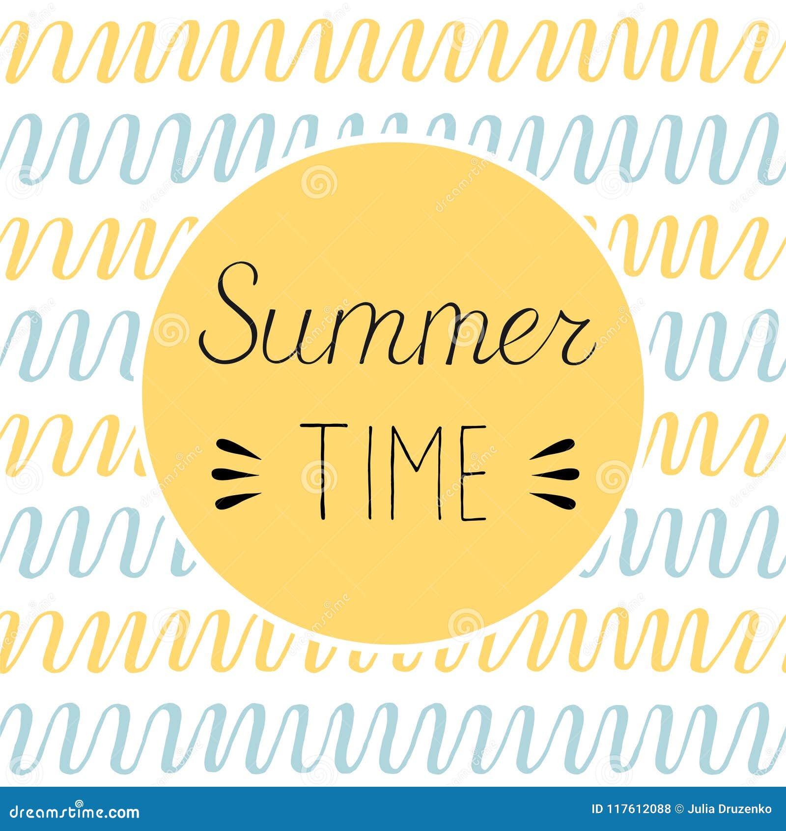 Yellow Sun with Text Lettering on Stripe Background Vector Illustration ...