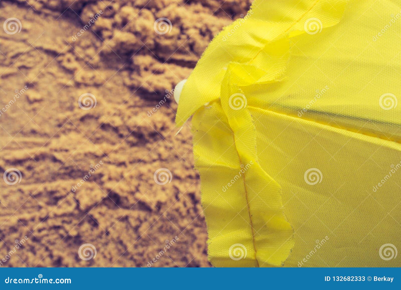 Yellow Sun Umbrella on the Yellow Sand Stock Image - Image of ...