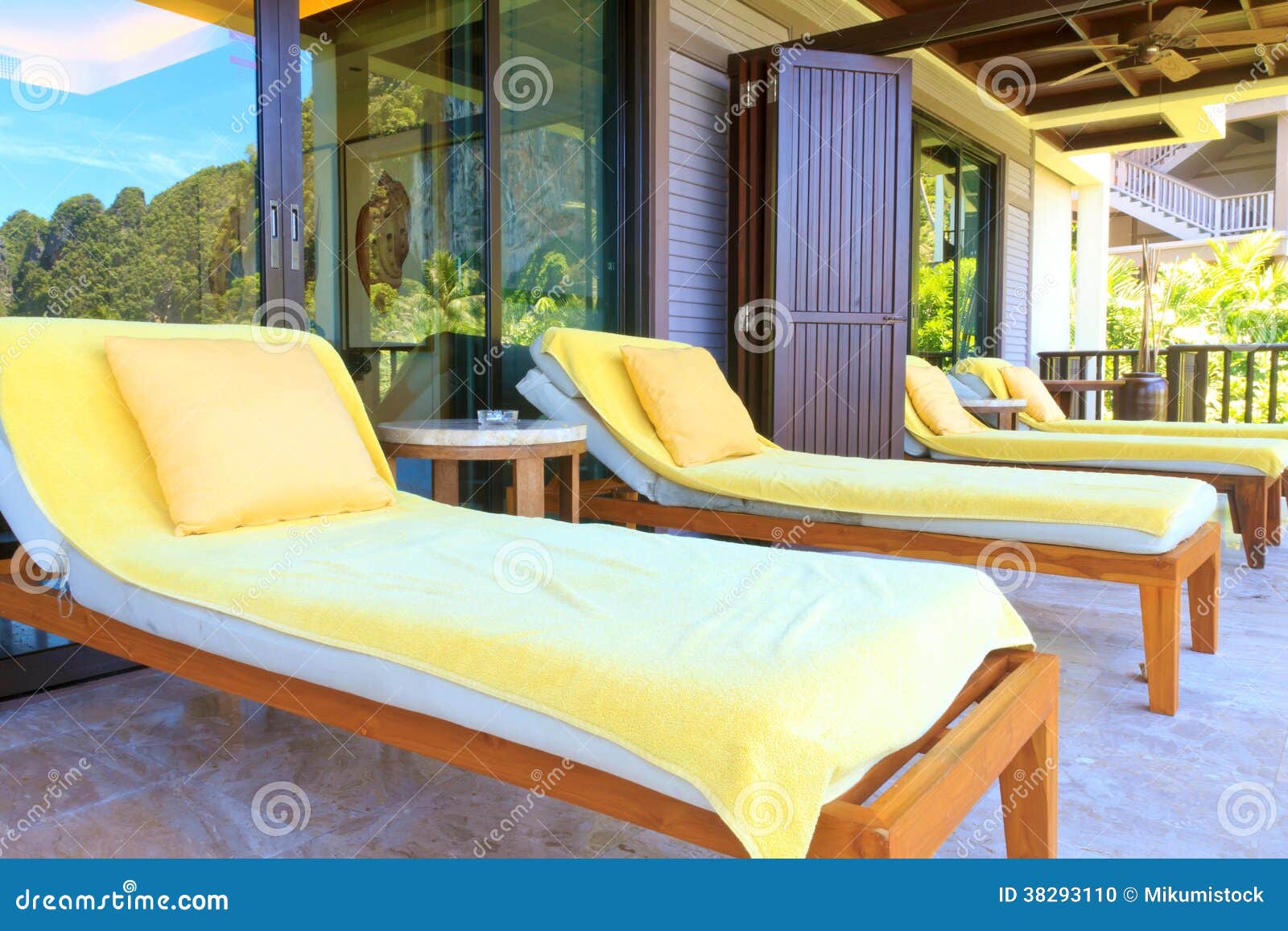 Yellow Sunbeds on the Balcony Room Stock Photo - Image of luxury, enjoy ...