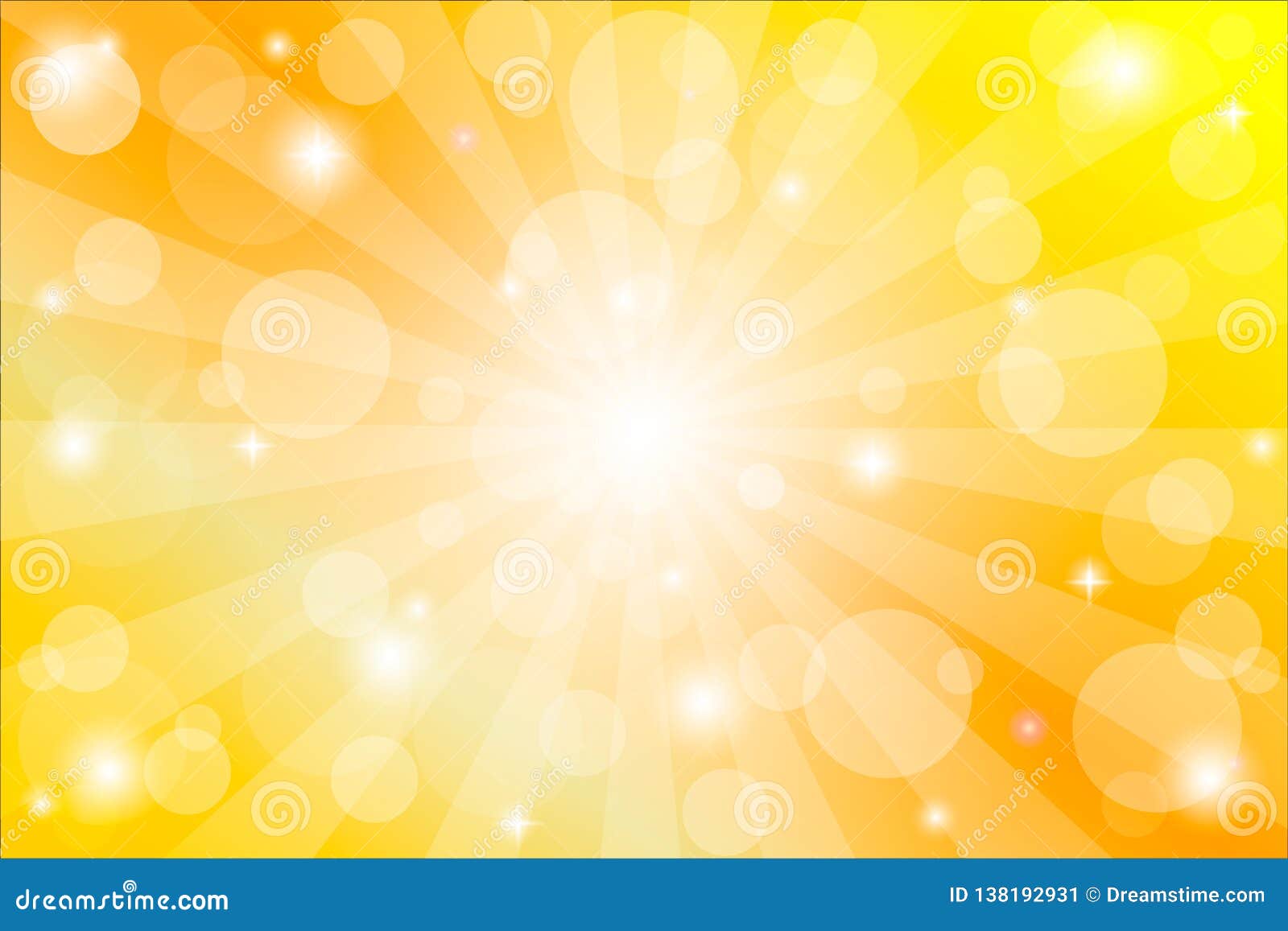 Yellow Sunburst Background with Sparkles and Rays, Vector Illustration ...